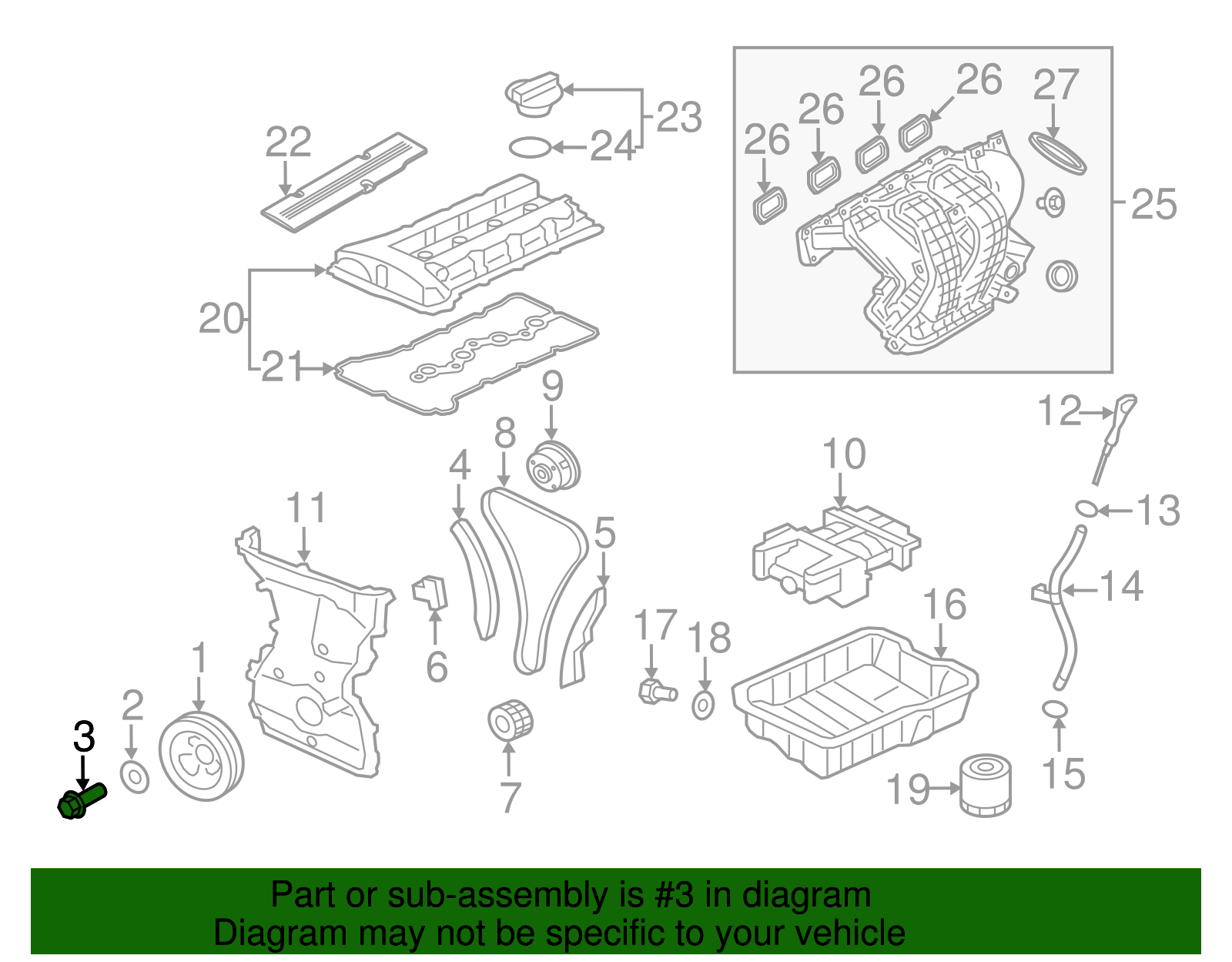 1101A022 - Crankshaft Pulley Bolt 1992-2024 Mitsubishi | Mitsubishi ...