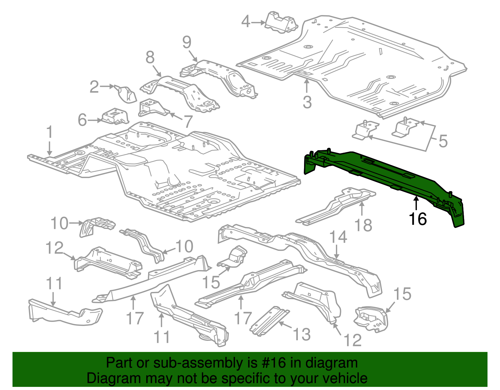 2014-2019 GM Number 3 Underbody Cross Sill 23233722 | Applegate ...