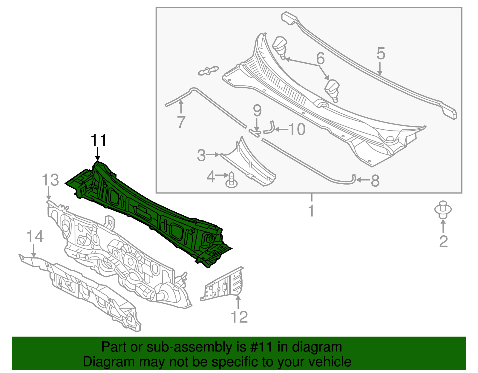 2014-2019 Kia Soul Cowl Panel 66700-B2100 | Kia Automotive Parts