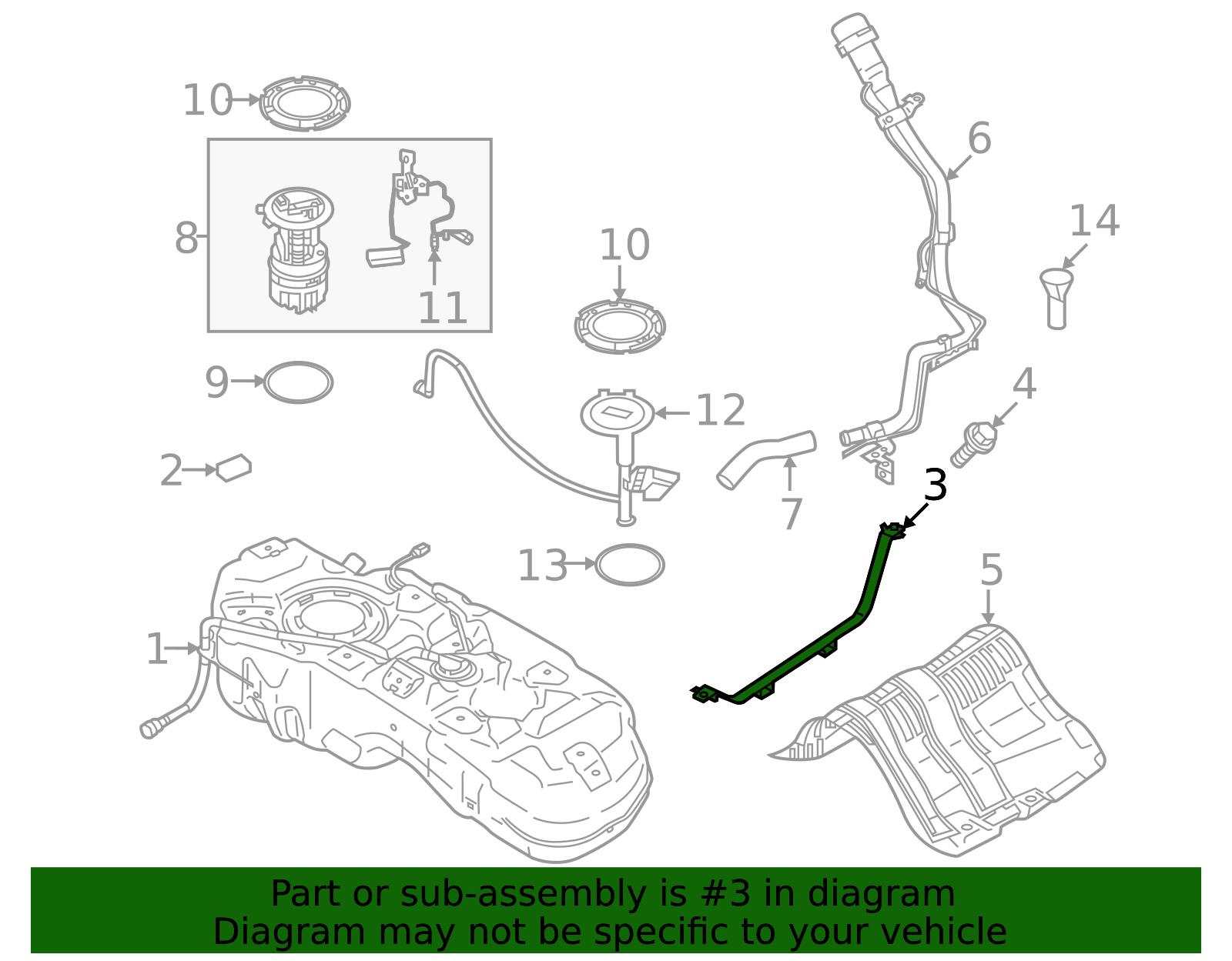 2021-2025 Nissan Rogue Tank Strap 17407-6RA1A | QuirkParts