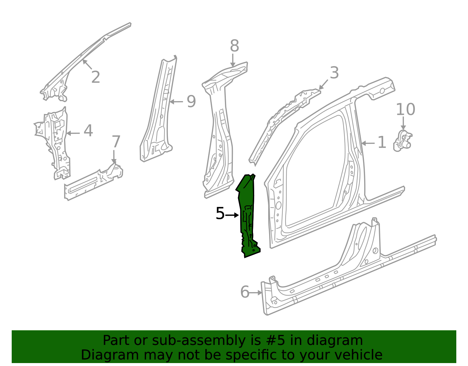 04638-SHJ-A00ZZ - Hinge Pillar Reinforced 2005-2010 Honda Odyssey ...