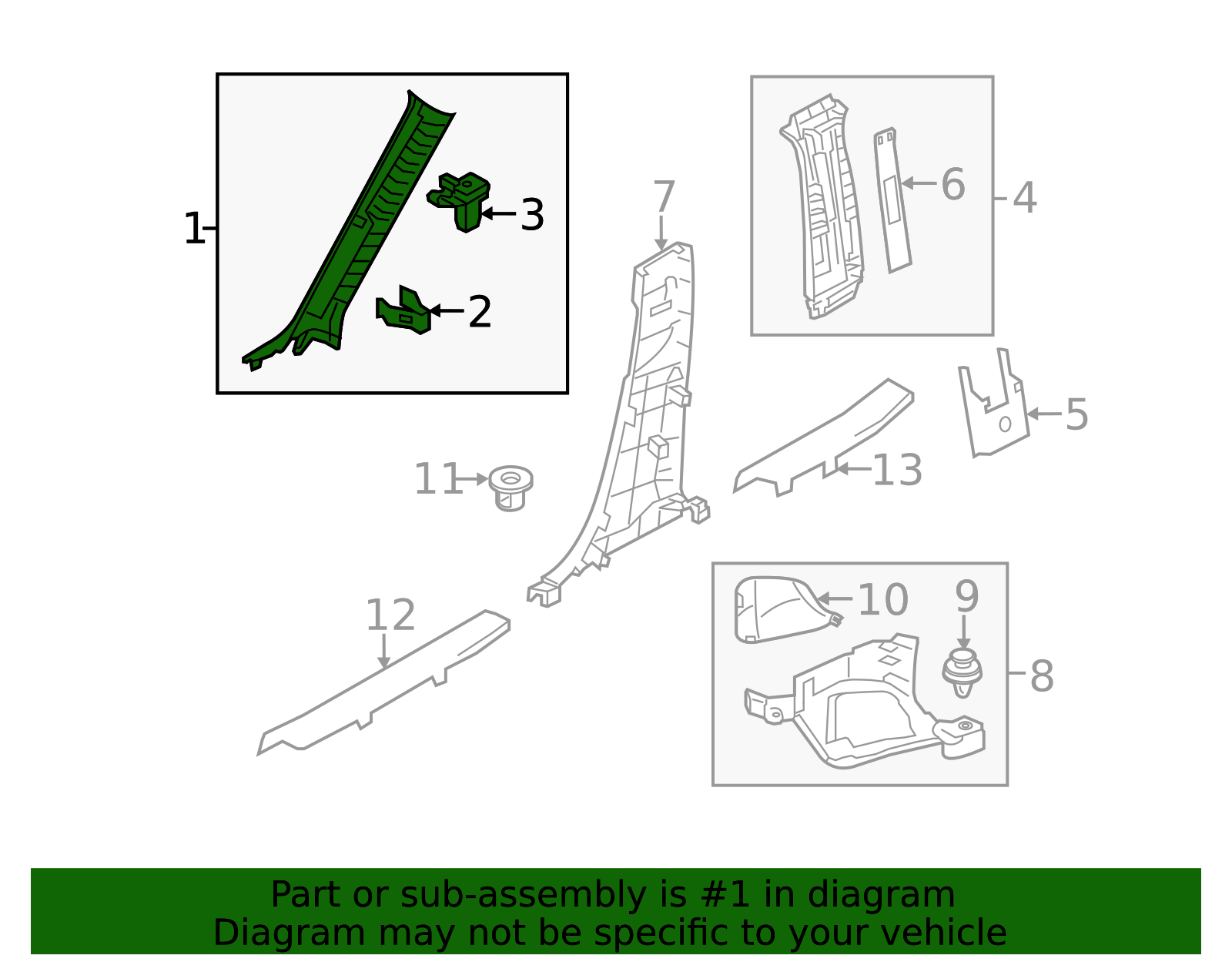 A-Pillar Trim Panel - OEM Interior Coverage BJS7-68-160B-75 ...