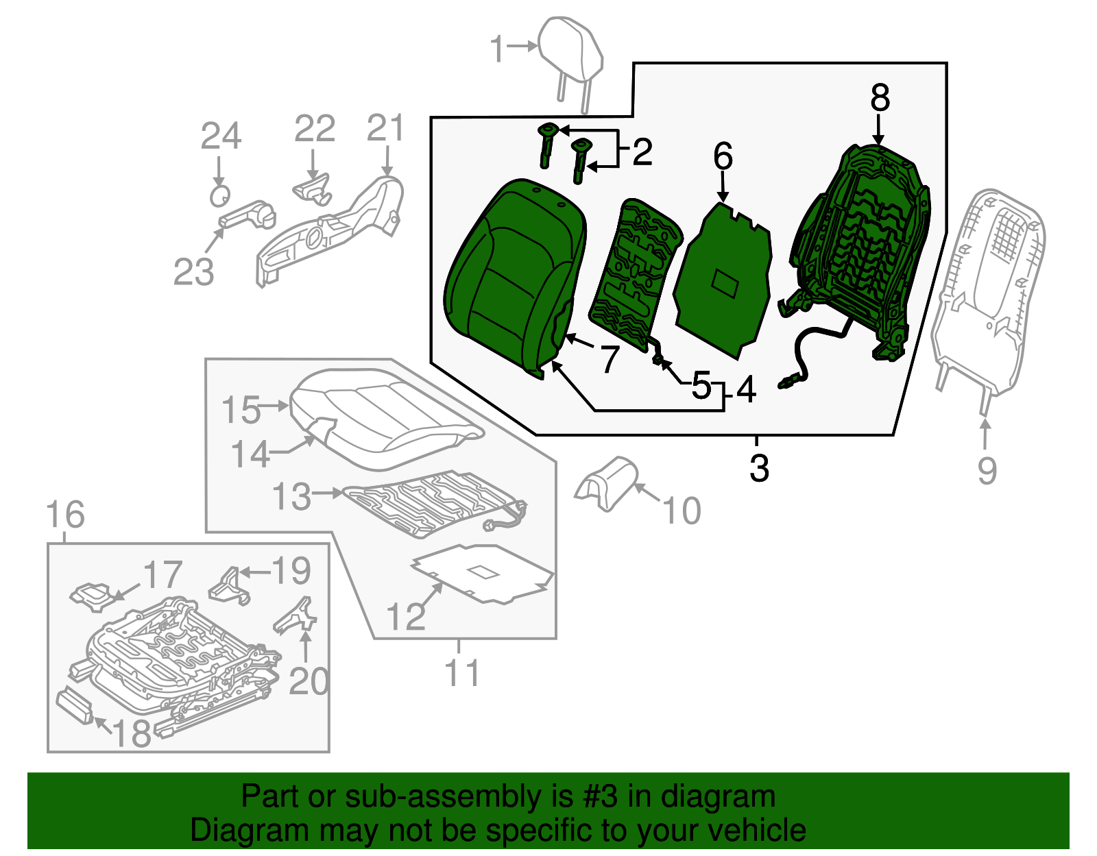 88400-F2510-XFN - 2017-2018 Hyundai Elantra - Seat Back Assembly ...