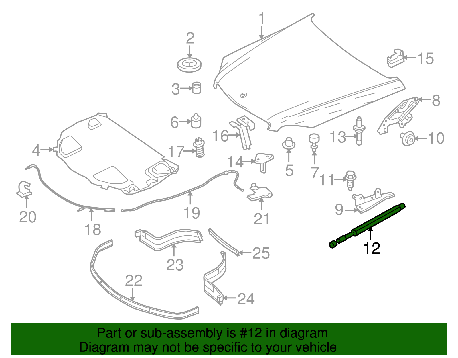 204-980-05-64 - Strut Cylinder 2010-2015 Mercedes-Benz | Mercedes-Benz ...