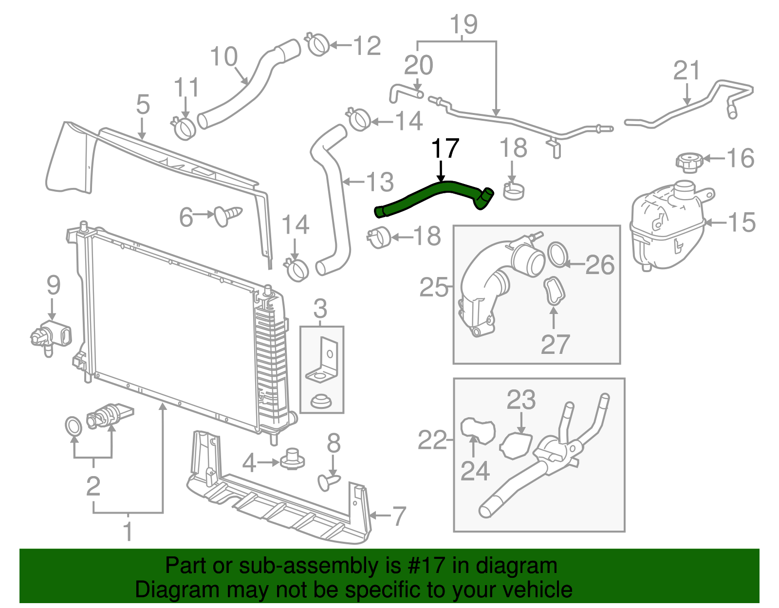 2010-2017 GM Coolant Recovery Reservoir Outlet Hose 25952834 | Capital ...