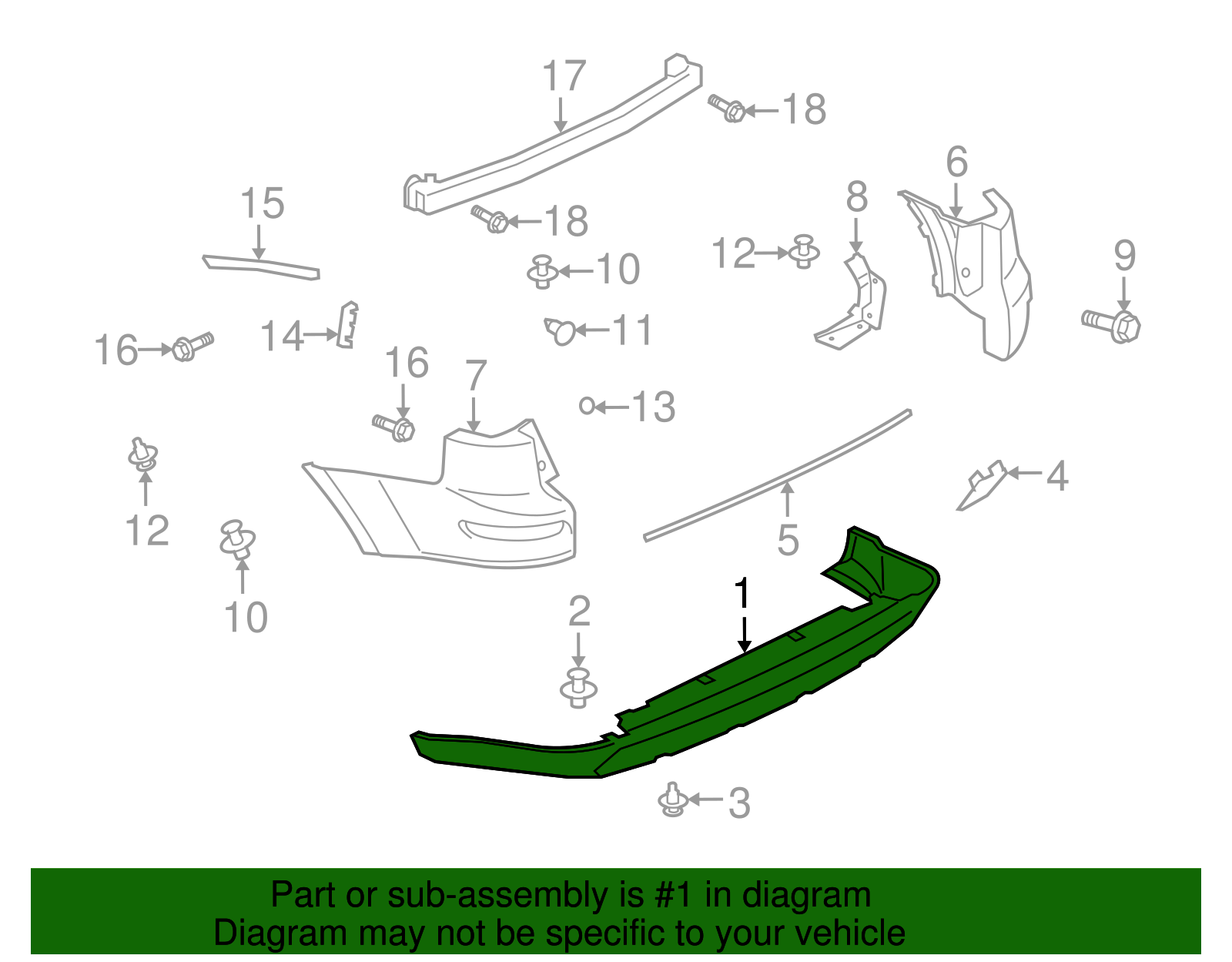 6410B036 - Face, Rear Bumper 2007-2013 Mitsubishi Outlander ...