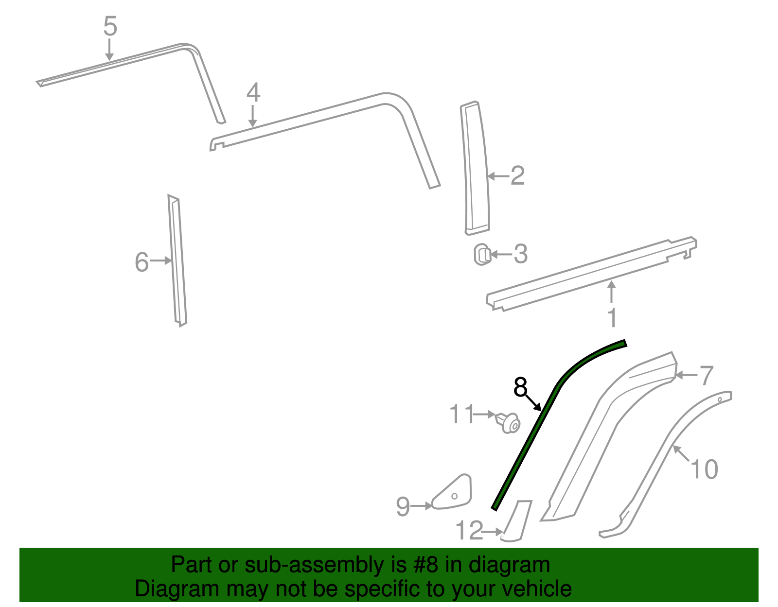 Genuine Toyota Pad, Rear Door Moulding, No. 1 part# 75767-35090 for ...