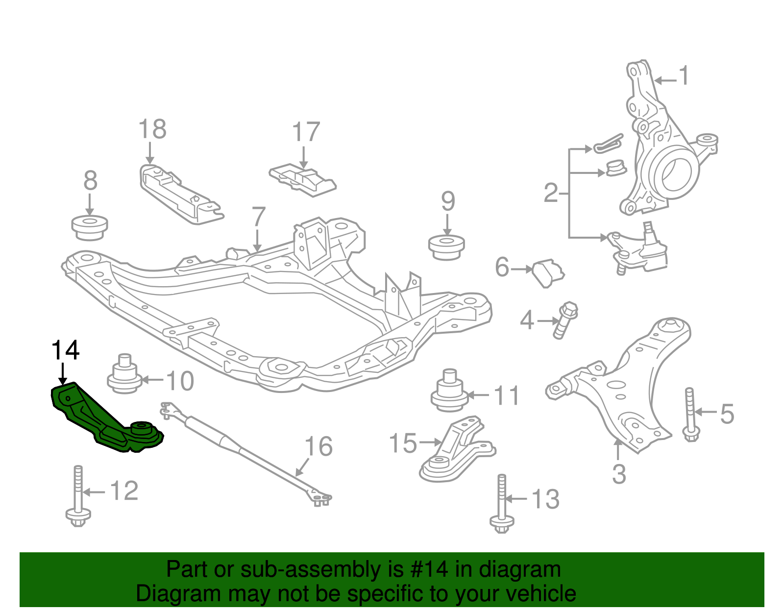 2004-2015 Lexus Engine Cradle Front Bracket 51035-0E011 | OEM Parts Online