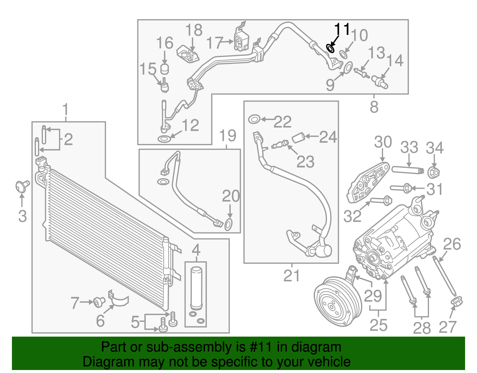 CV6Z-19E889-D - A/C Refrigerant Line O-Ring 2012-2017 Ford | Ford Parts ...
