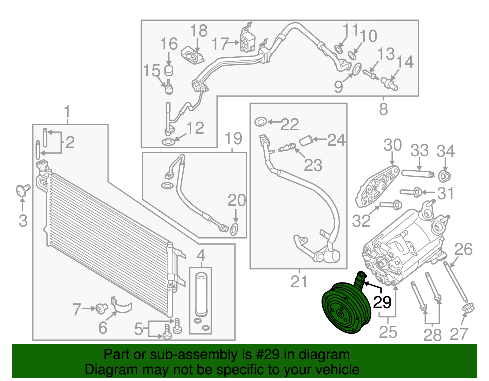 2013-2019 Ford 2013-2015 Ford Escape Fusion 2.0L AC HVAC Compressor ...