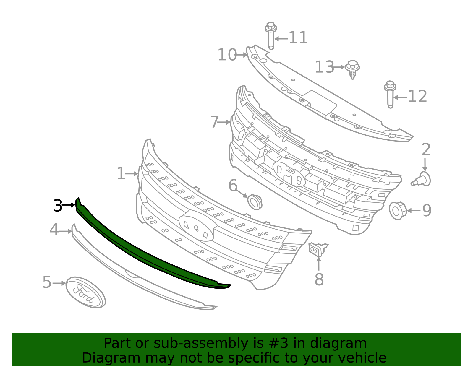2011-2015 Ford Explorer | Upper Molding | BB5Z-8200-AA | Walls' Ford Parts