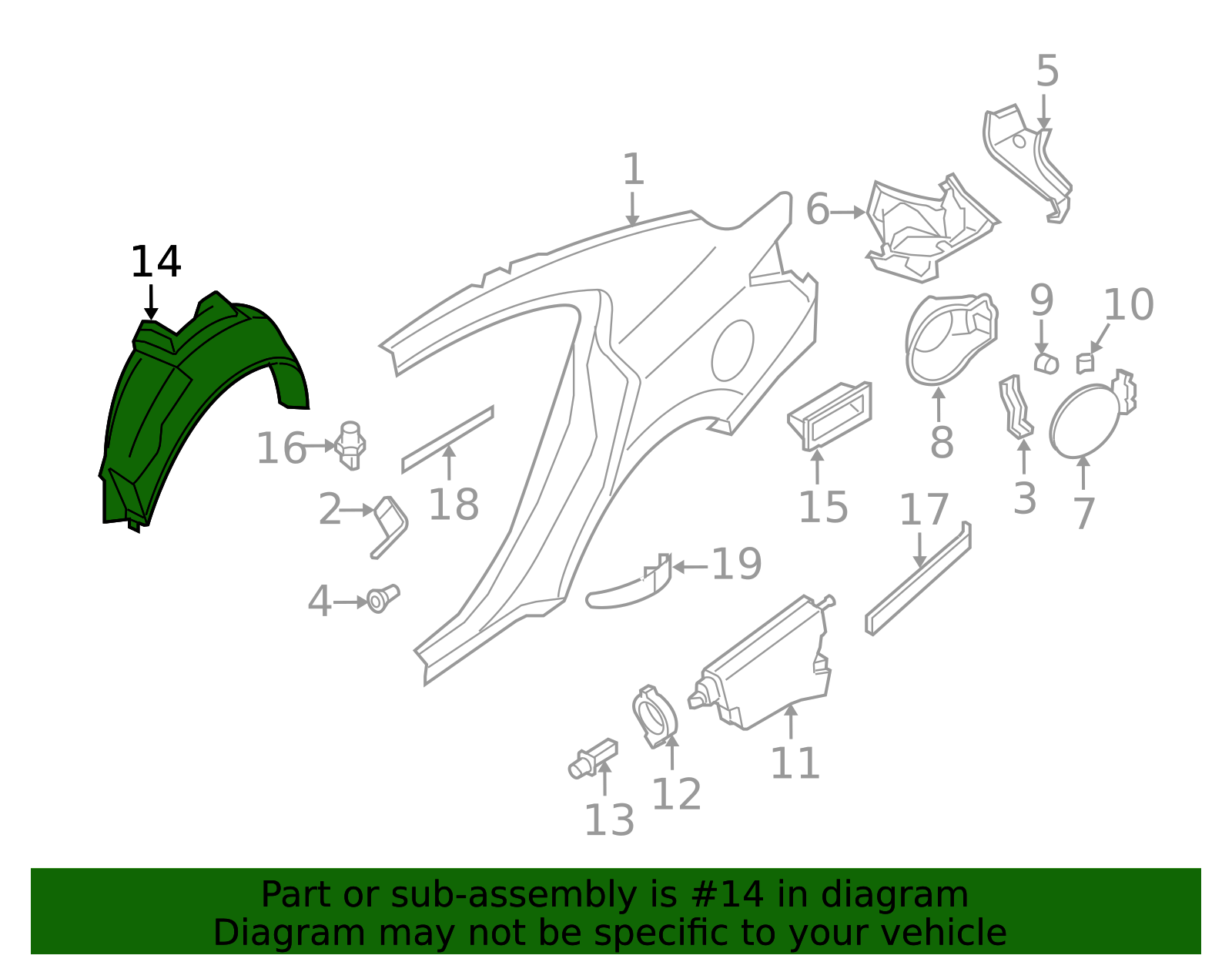 2009-2014 Nissan Maxima Wheelhouse Liner 76748-9N00A | Nissan Parts Central