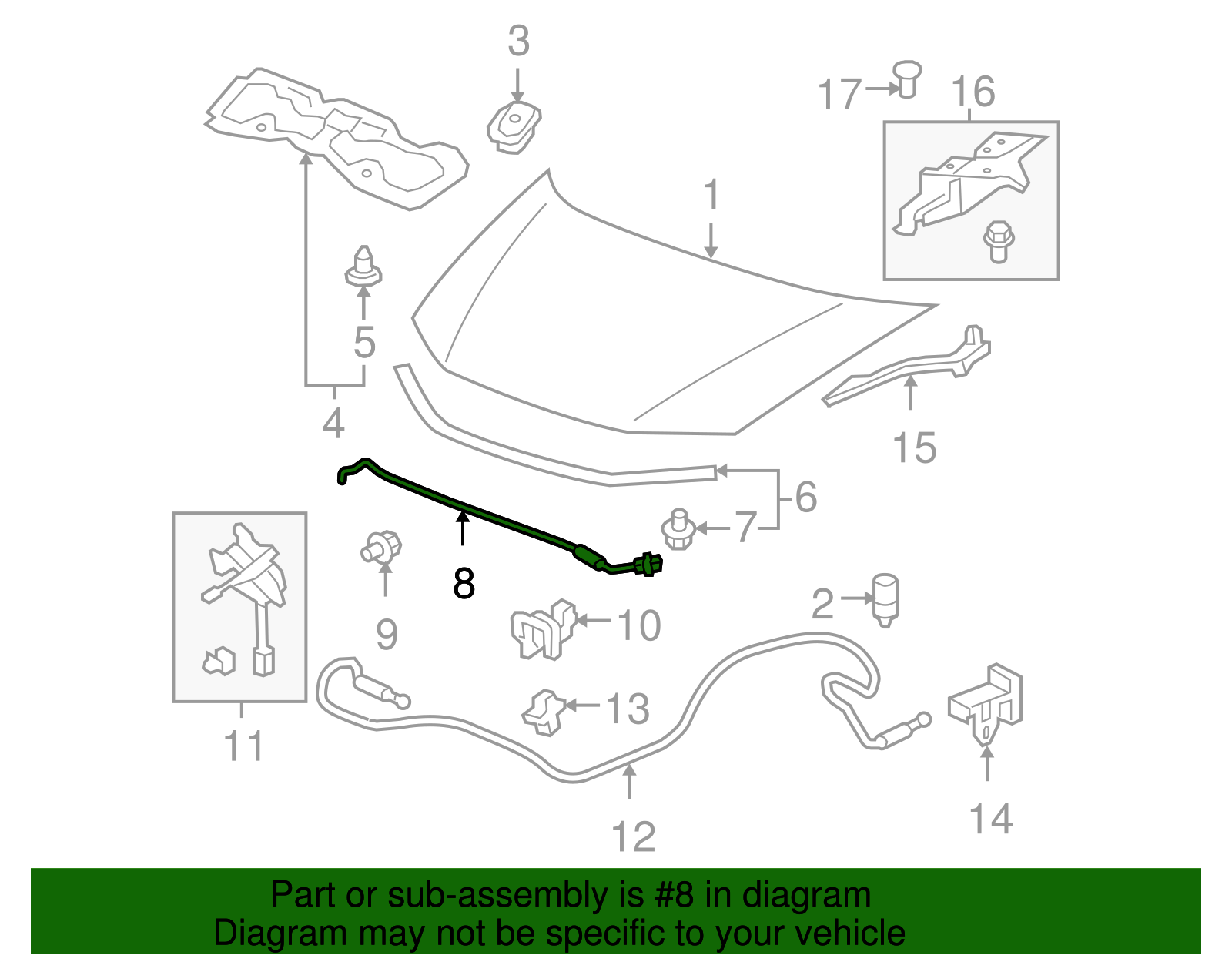 74145-TM8-A00 - 2010-2014 Honda Insight - Stay Hood Opener | Honda ...