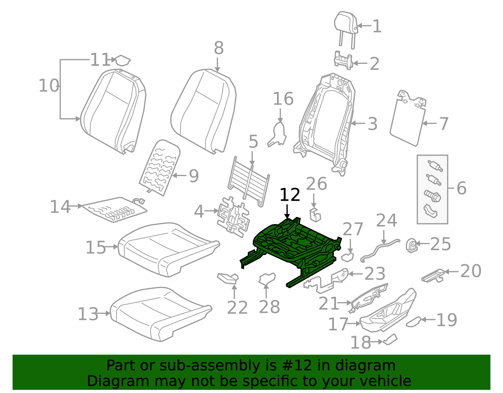 2018-2025 Volkswagen Cushion Frame 80A-881-106-G | vwpartscenter