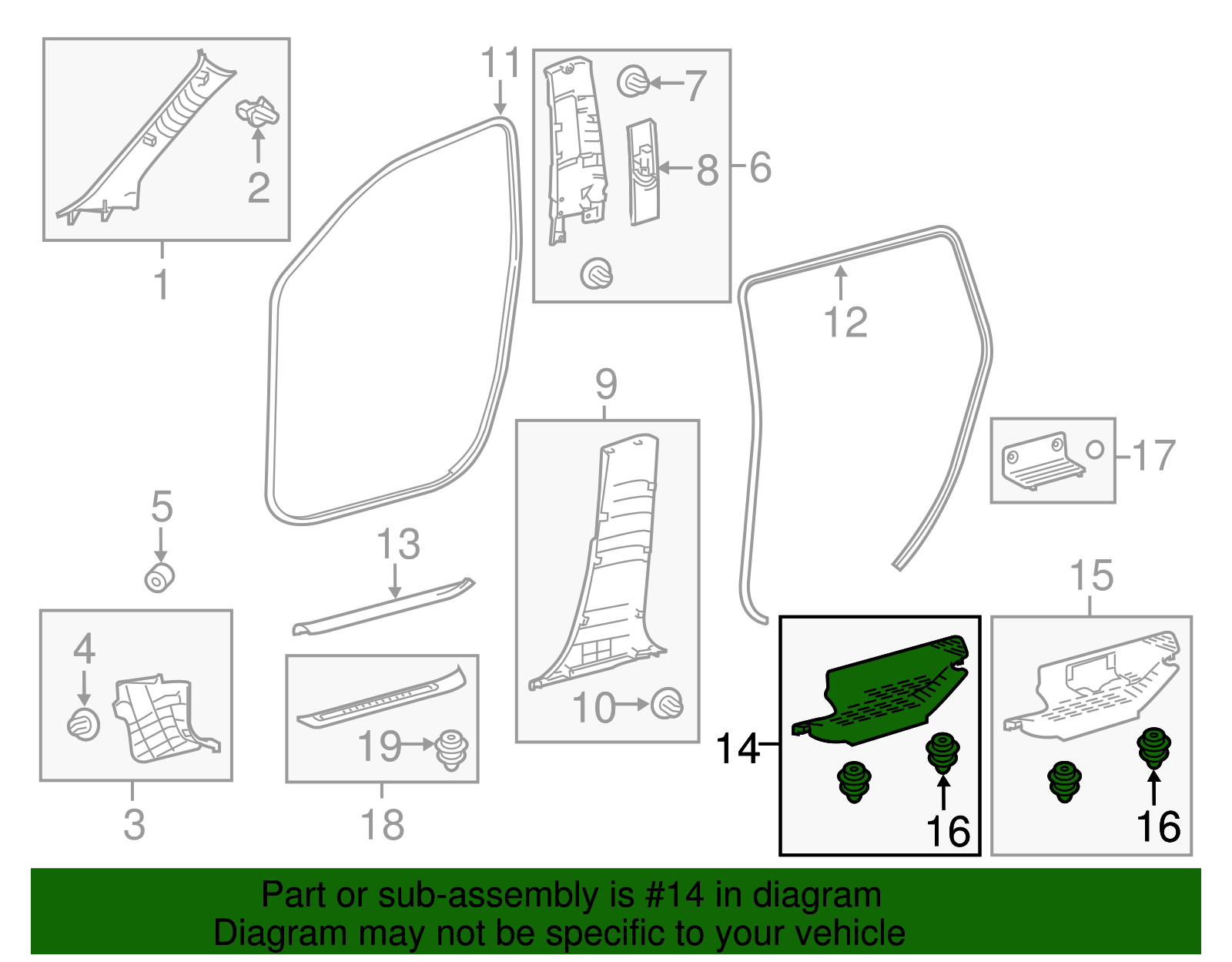 2014-2019 Toyota Highlander Scuff Plate 67918-0E050-C0 | Toyota Parts ...