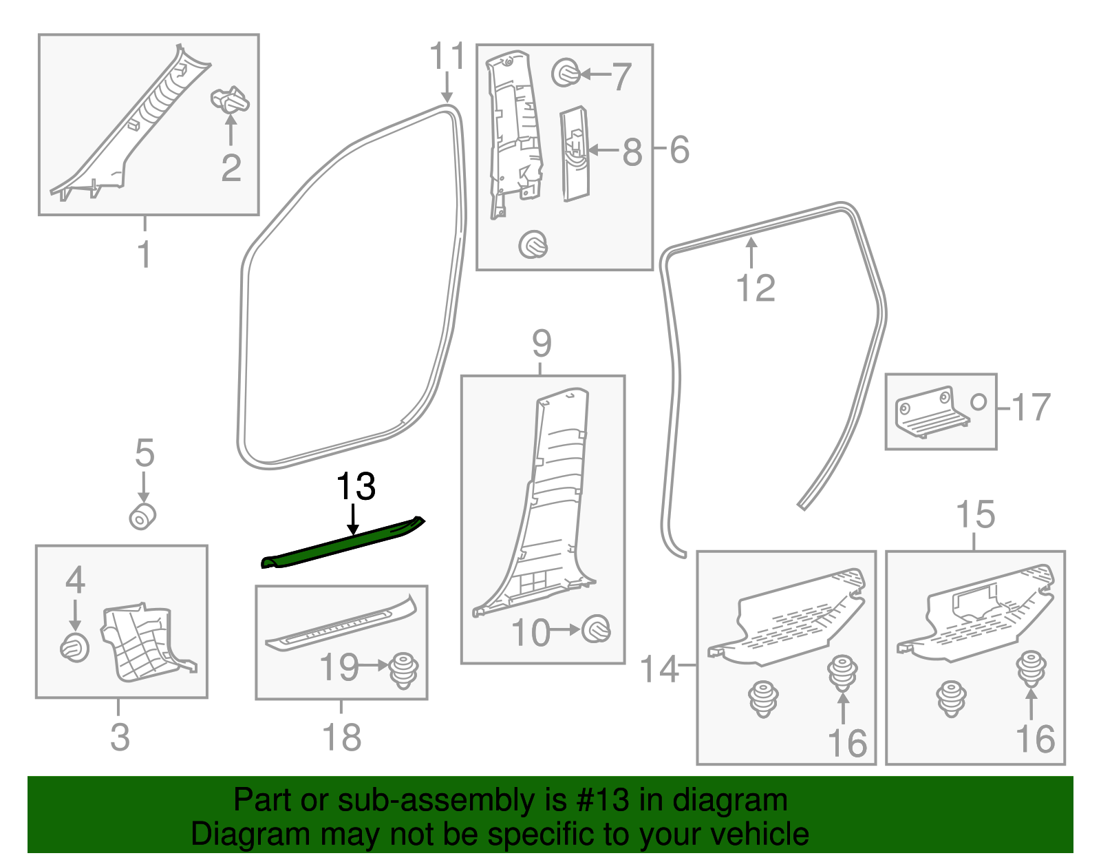 2014-2019 Toyota Highlander Scuff Plate 67914-0E060-C0 | Toyota Parts ...