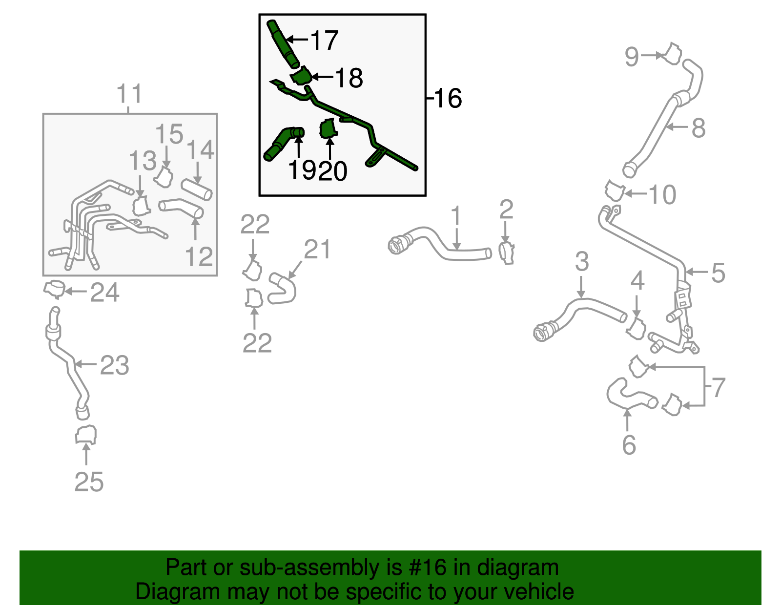 5Q0-122-096-E - Engine Coolant Hose 2015 Volkswagen | Wolfsburg Parts ...