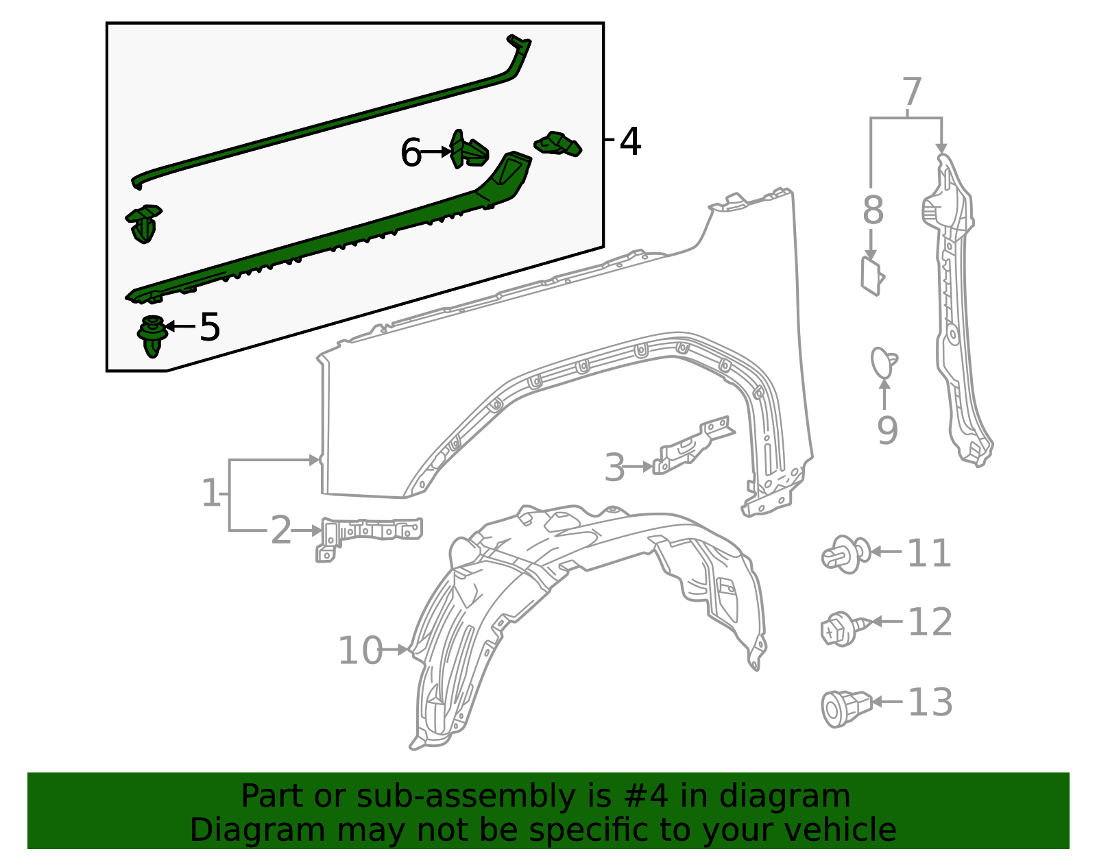 53808-60170 - Fender Rail Reinforcement Toyota San Diego Parts