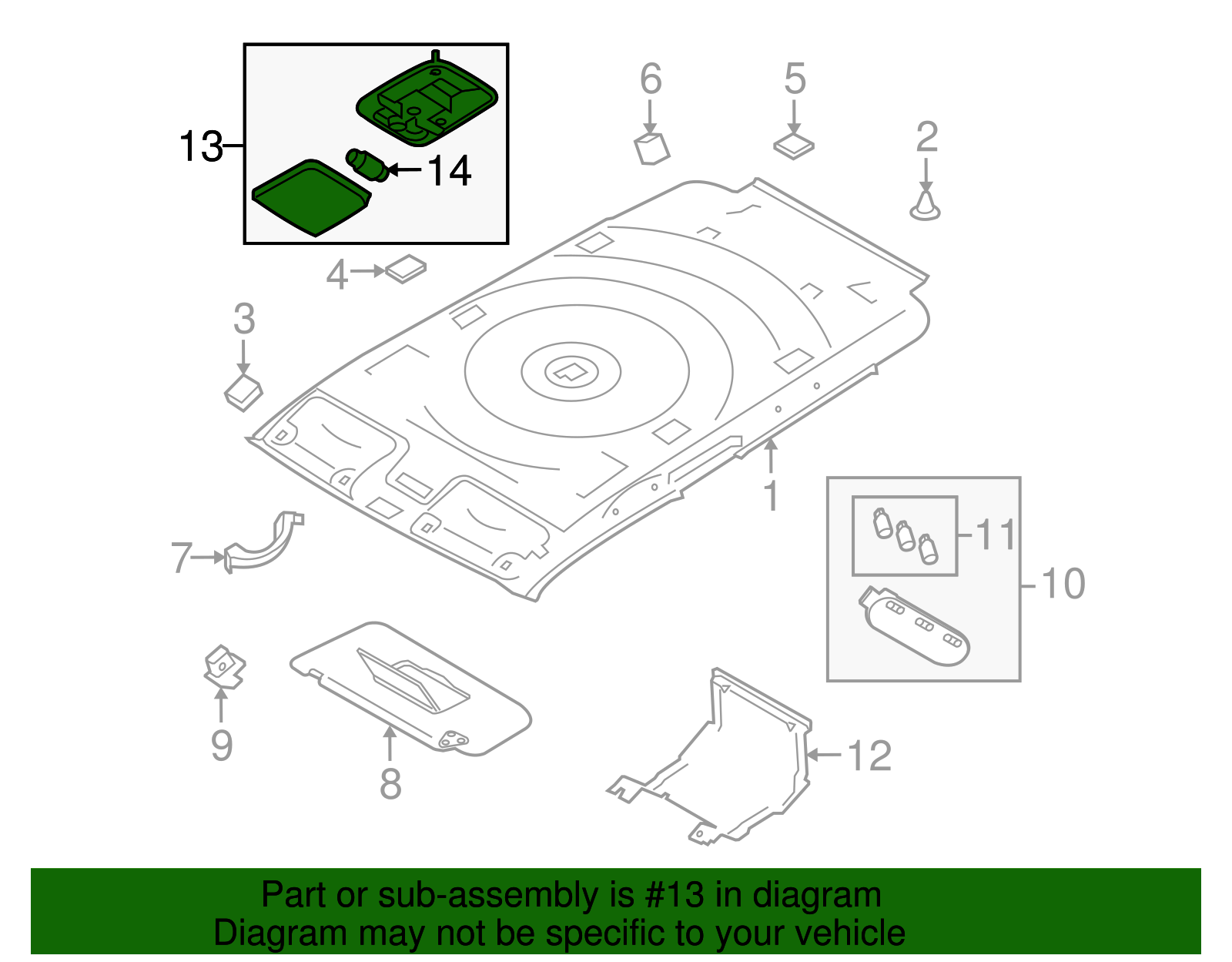 2009-2014 Nissan Dome Lamp Assembly 26410-ZT60A | Bill Kay Nissan Parts