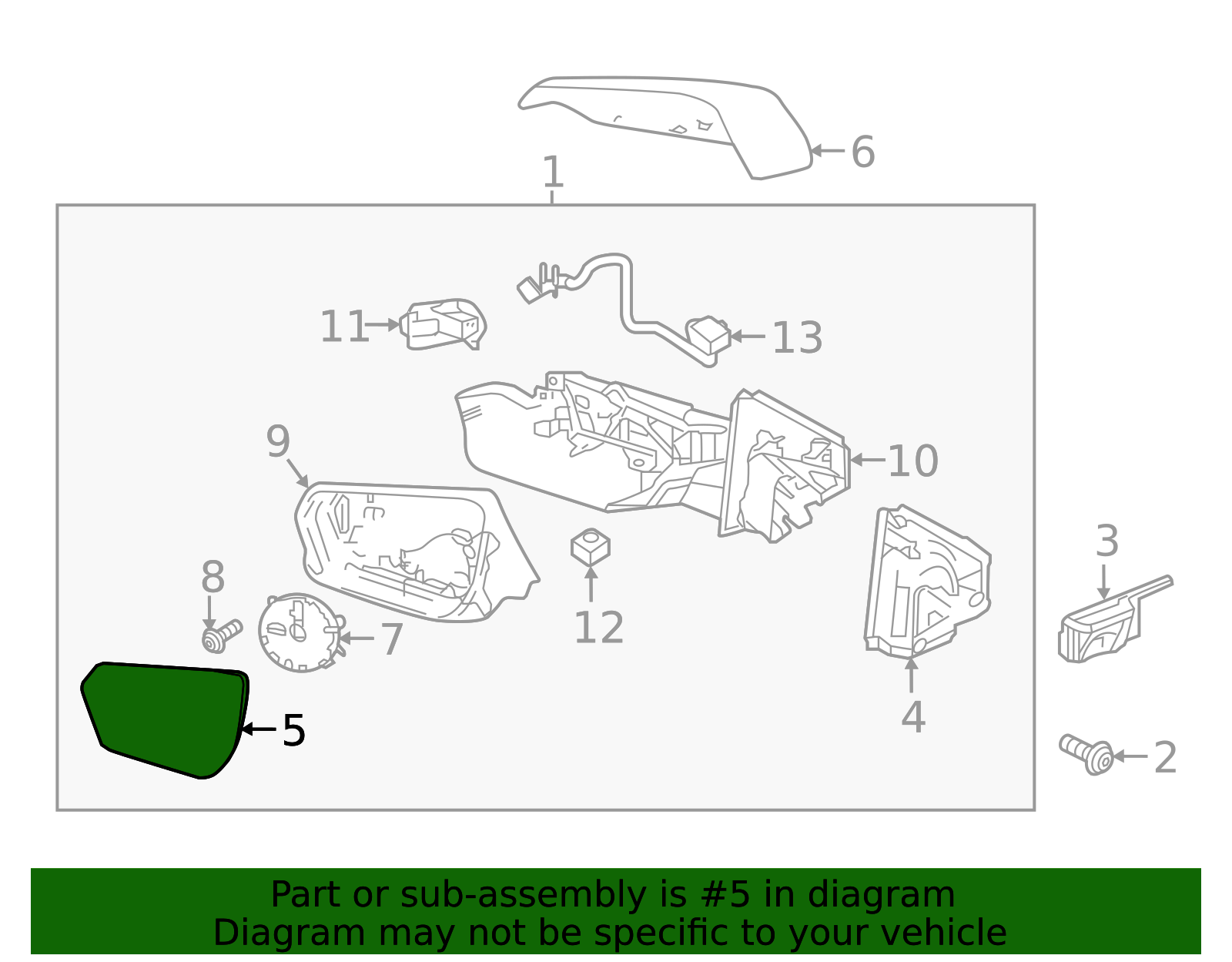 2018-2024 GM Passenger Side Rearview Mirror Glass 23406431 GM ...