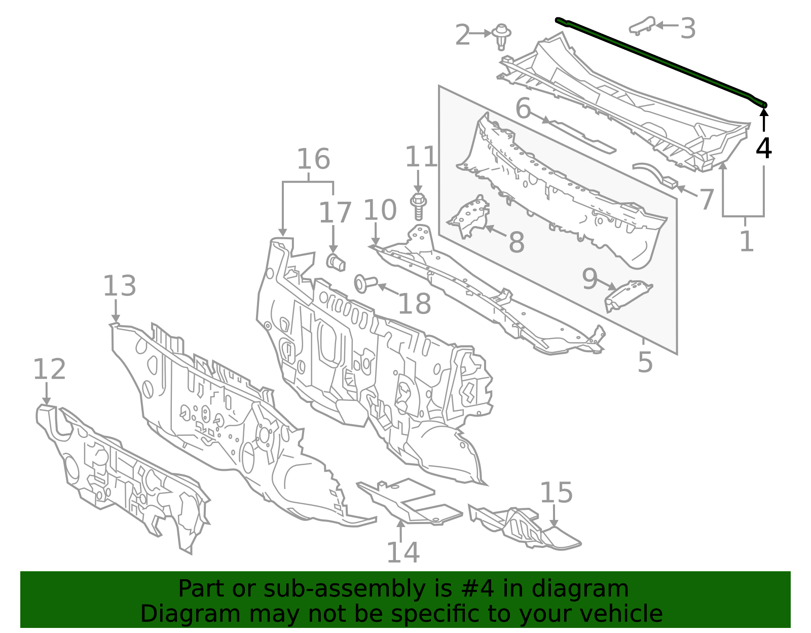 2014-2019 Toyota Highlander Seal To Hood 53383-0E050 | MotorMotor