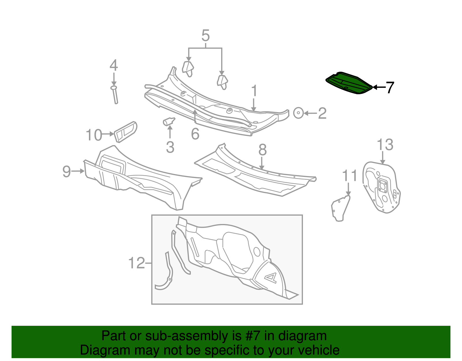 2006-2007 Chevrolet HHR Air Inlet Grille Panel Water Deflector 25785783 ...