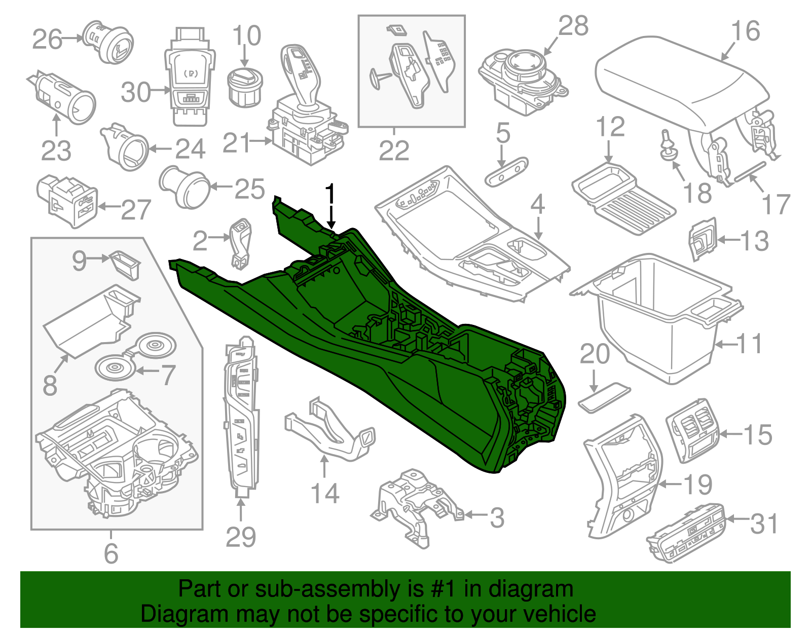 Genuine BMW 51-16-5-A0C-8E3 | Console | FREE Shipping on Most Orders ...
