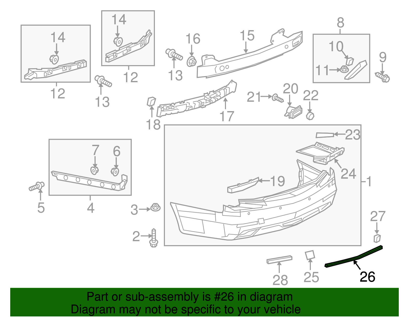 2014-2016 Cadillac CTS Rear Bumper Fascia Molding 22898271 | Shop ...