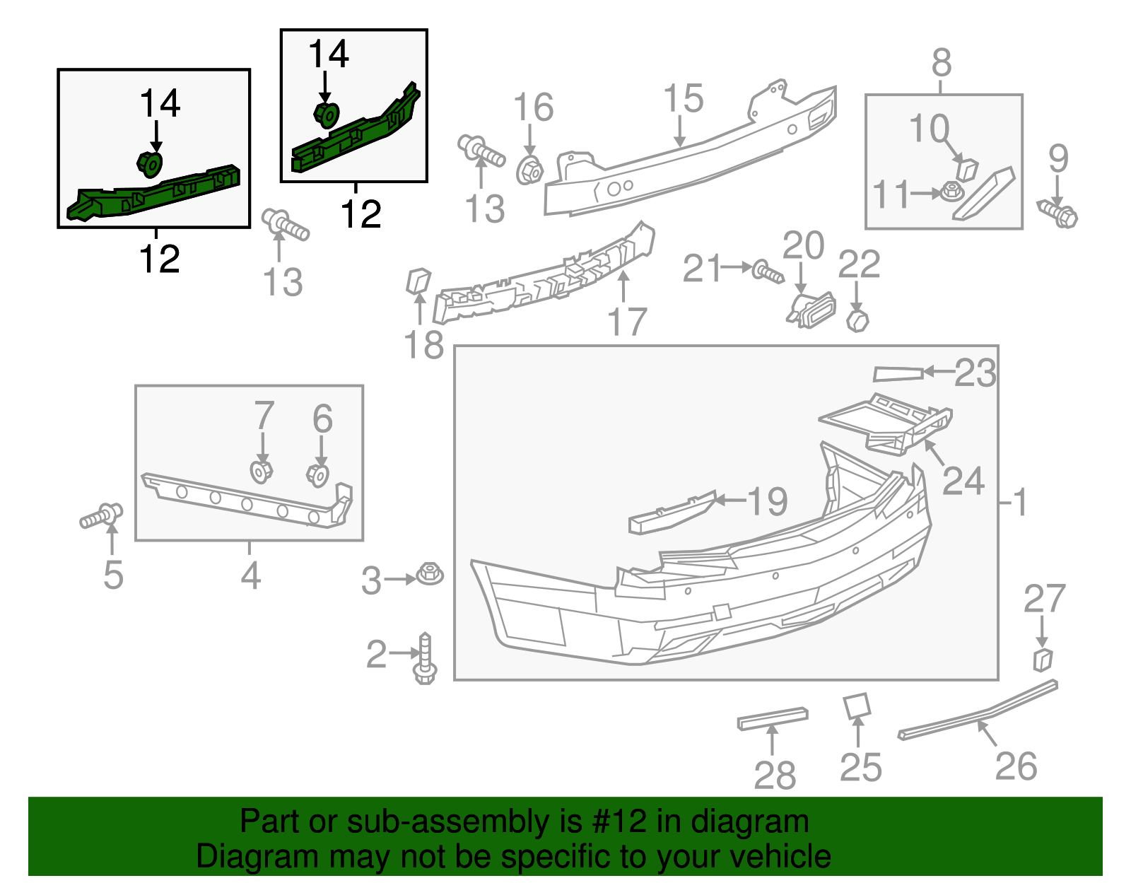 2014-2019 Cadillac CTS Passenger Side Rear Bumper Fascia Center Bracket ...