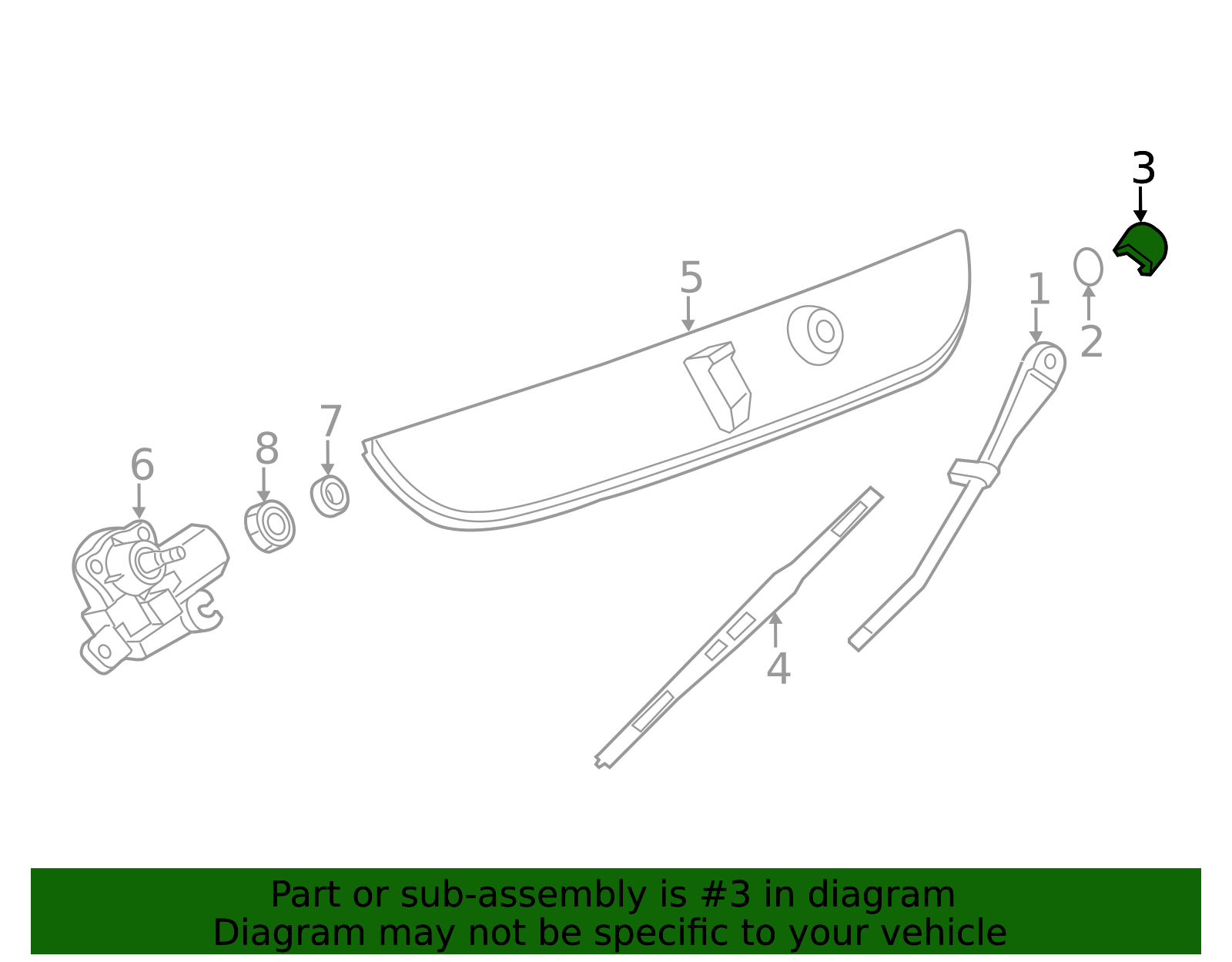 2015-2020 GM Rear Window Wiper Arm Finish Cap 23108340 GM ...