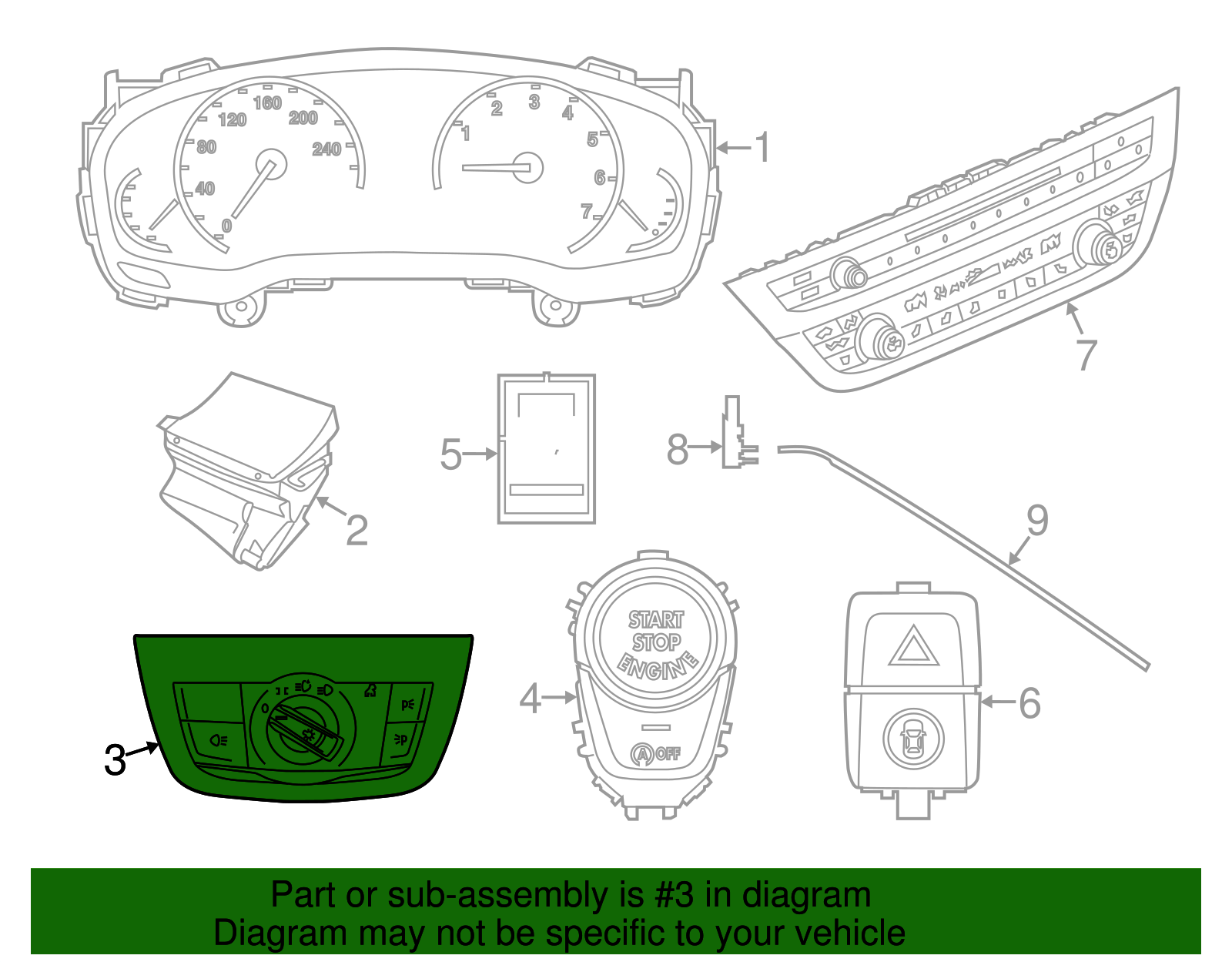 61319472964 - 2018-2022 BMW Headlamp Switch (61-31-9-472-964) | BMW of ...