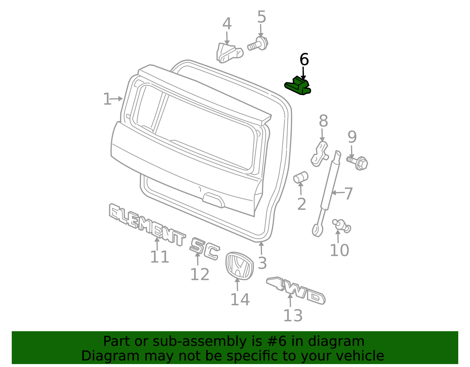 2003-2011 Honda Element Hinge 68210-S7A-000ZZ | Cheaper Honda Parts