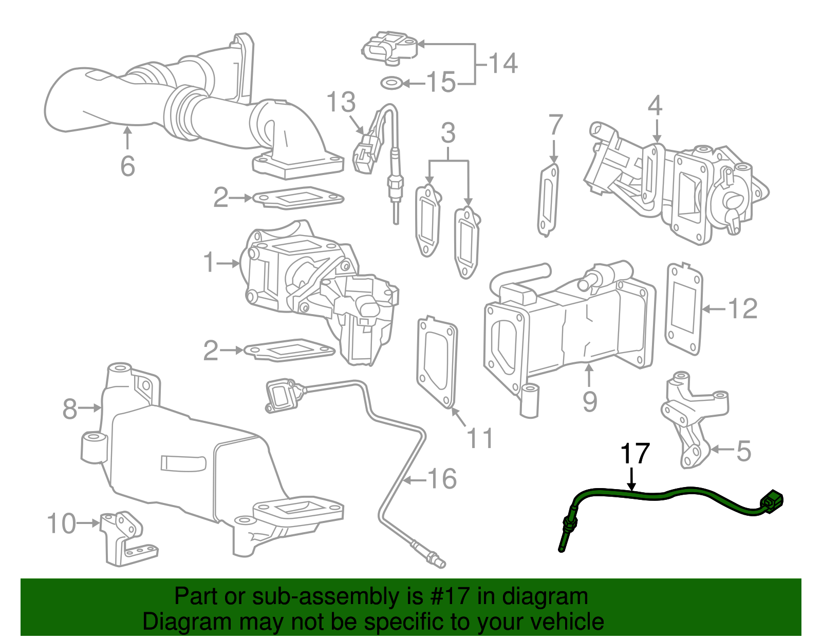 2011-2016 GM Position 2 Exhaust Temperature Sensor 12643246 GM ...