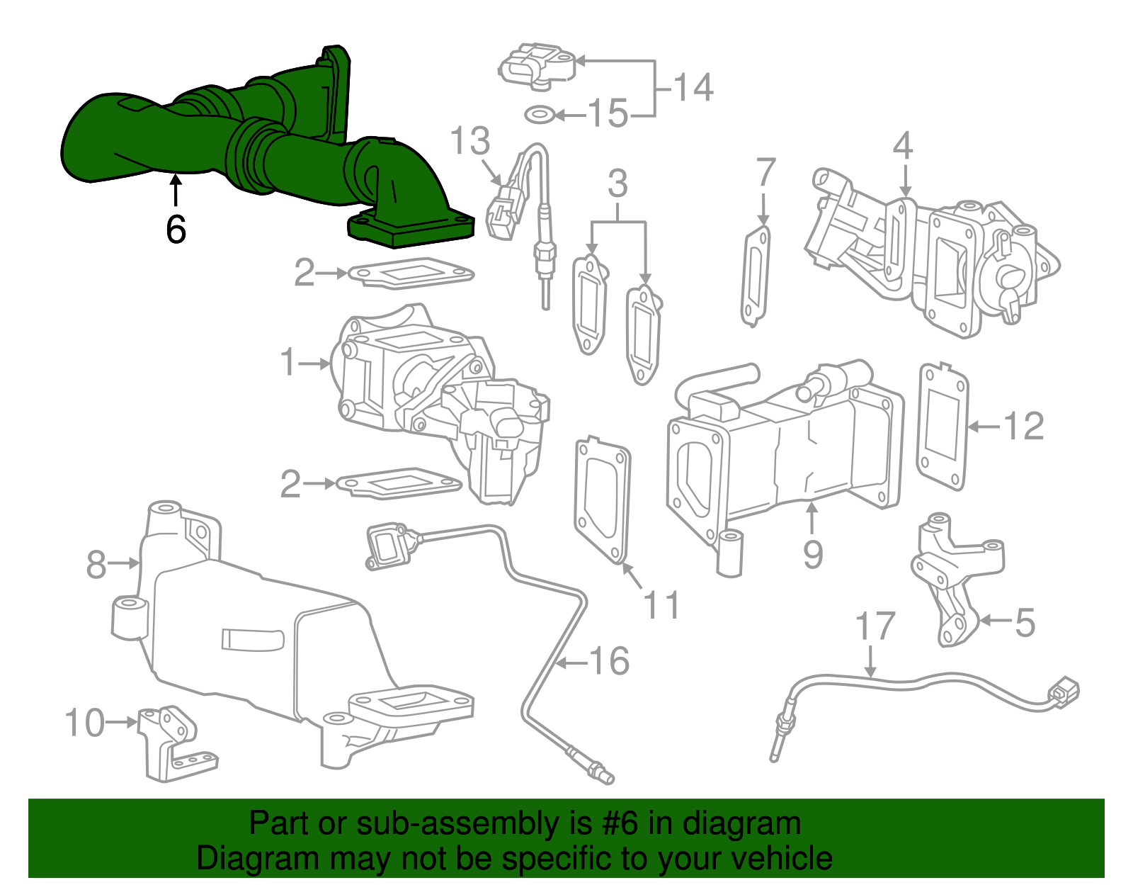 2011-2016 GM Exhaust Gas Recirculation (EGR) Valve Pipe 12632253 ...