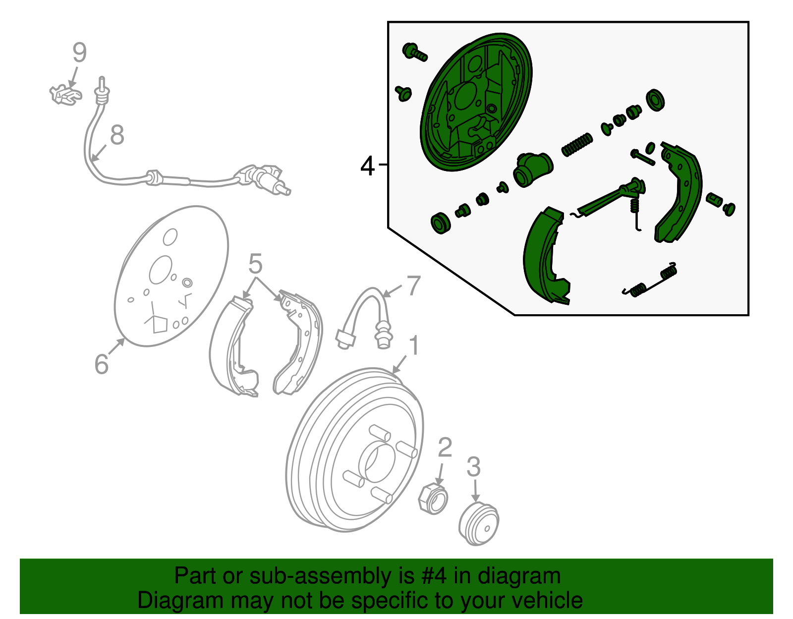 2004-2011 GM Rear Passenger Side Disc Drum Brake Assembly 96574712 ...