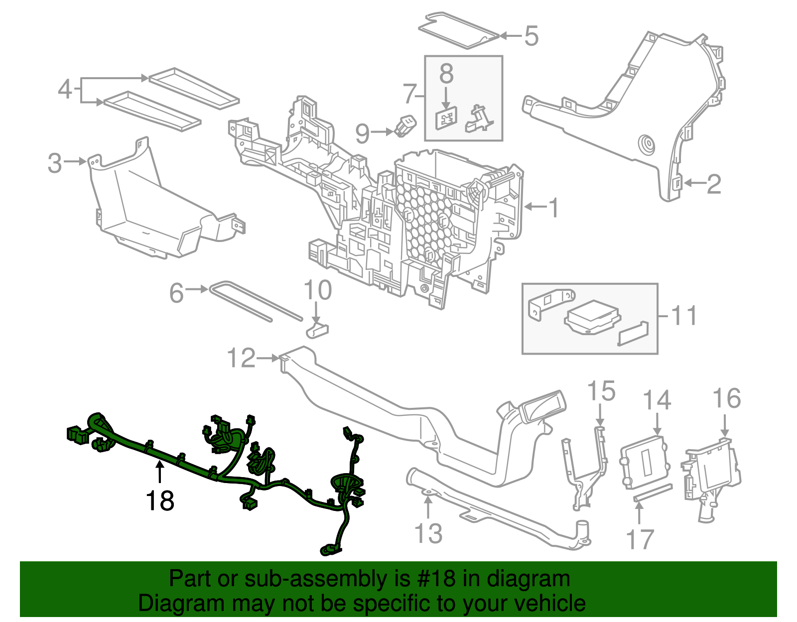 84670889 - 2020-2024 GMC Terrain - Front Floor Console Wiring Harness ...