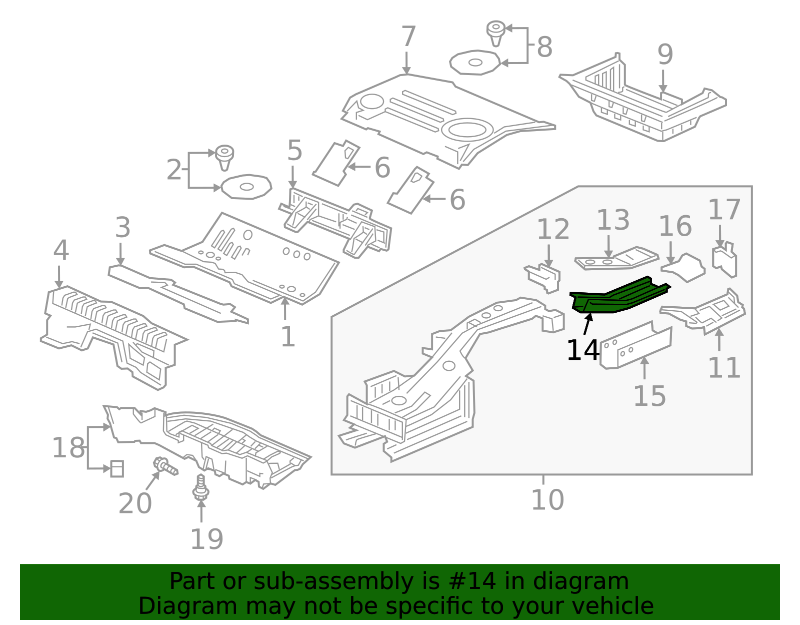 65662-TRT-A00ZZ - Frame B L Rear - 2018-2020 Honda Clarity | Genuine ...