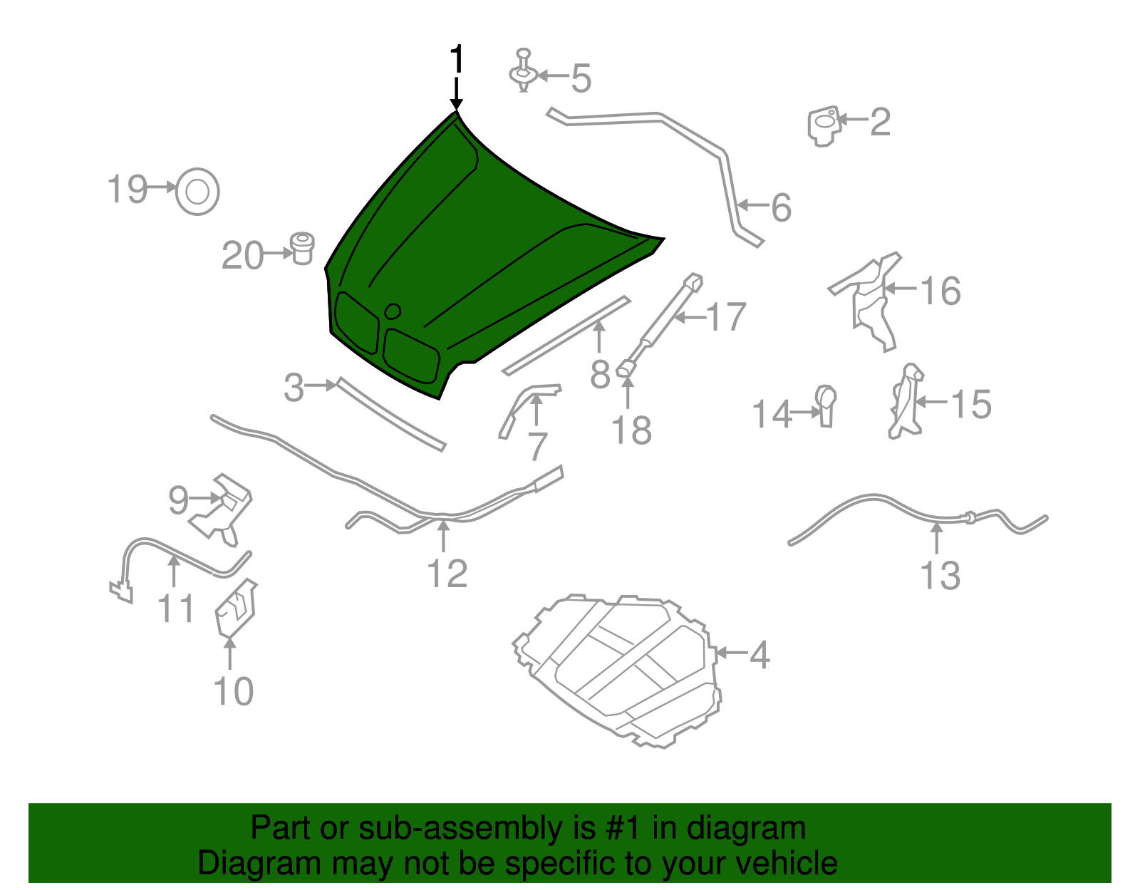 41617486754 - 2007-2013 BMW Hood Panel (41-61-7-486-754) | BMW of South ...