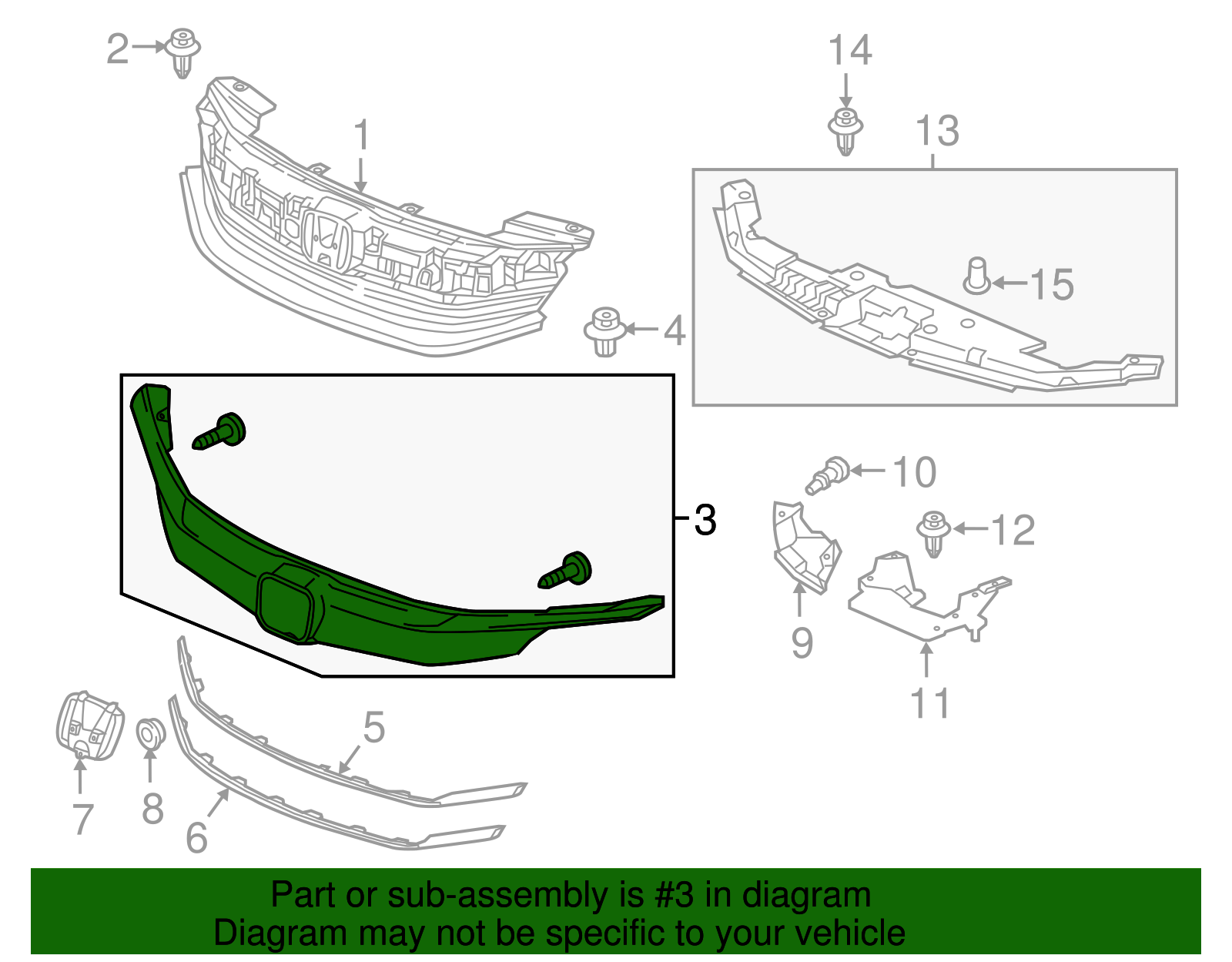 71104-T3W-J51 - Molding Assembly Front Grille (Upper) - 2017 Honda ...