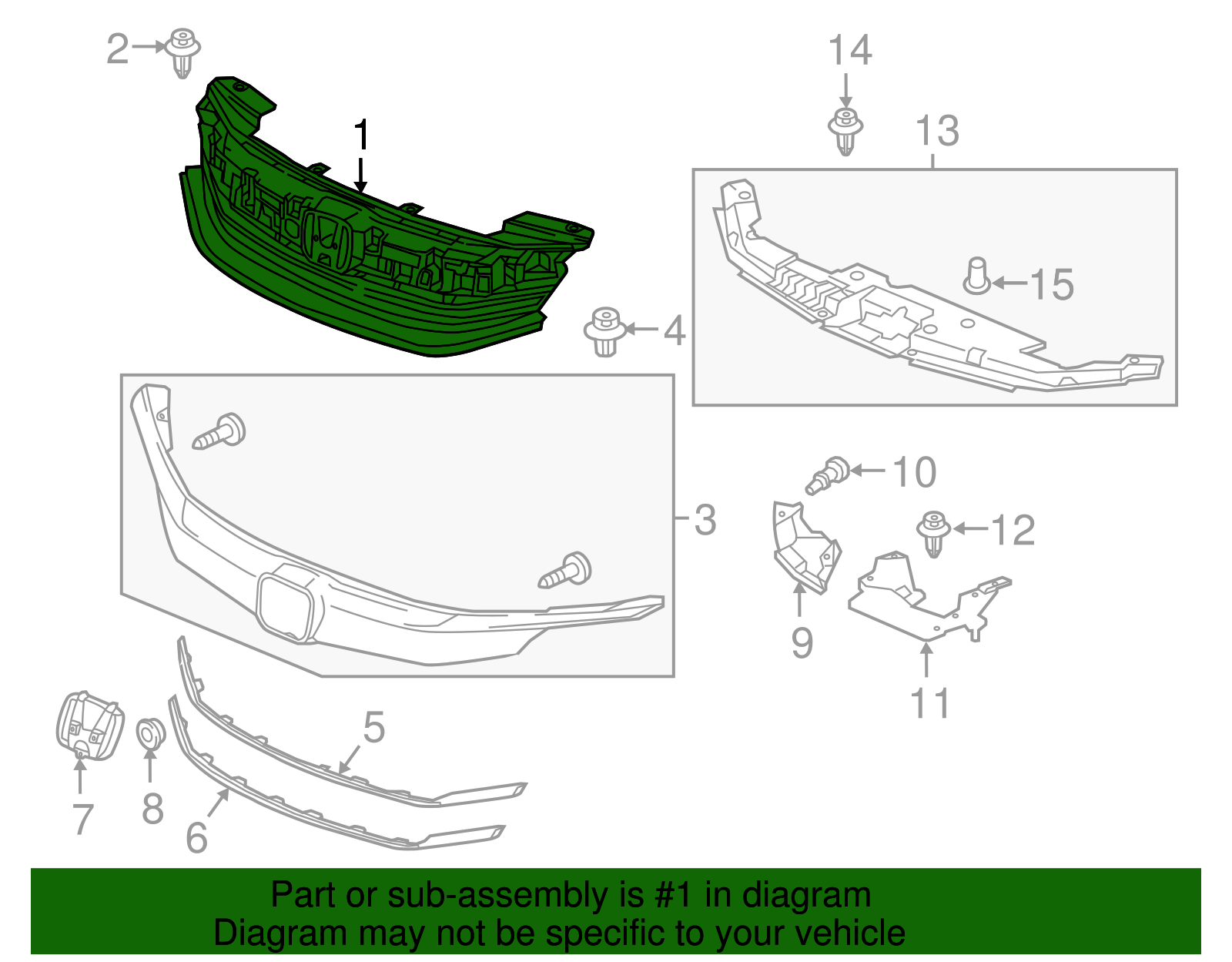 2017 Honda Accord Grille 71121-T3W-J52 | OEM Parts Online