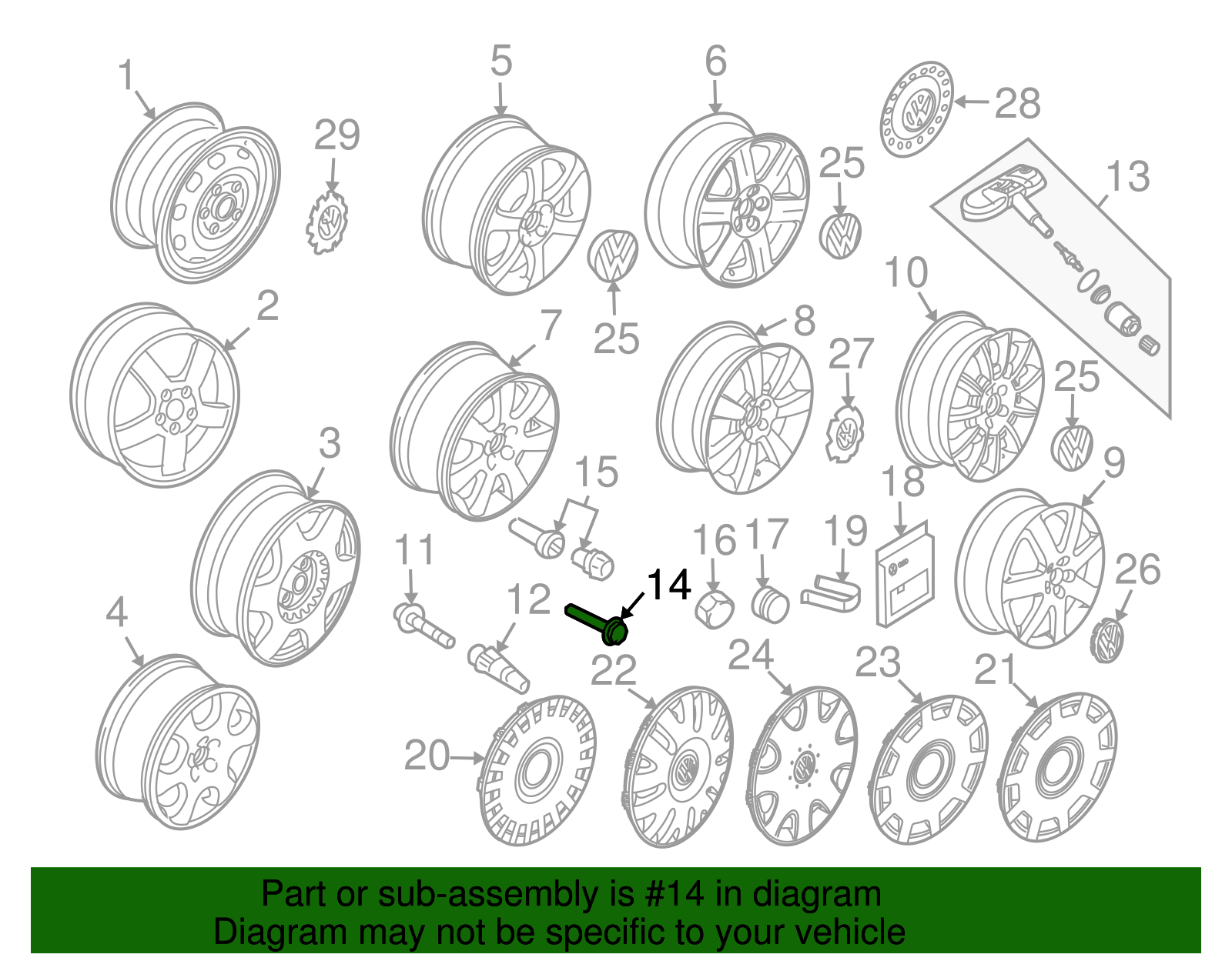 WHT-002-437 - 1990-2019 Volkswagen - Wheel Bolt | Quick VW Parts