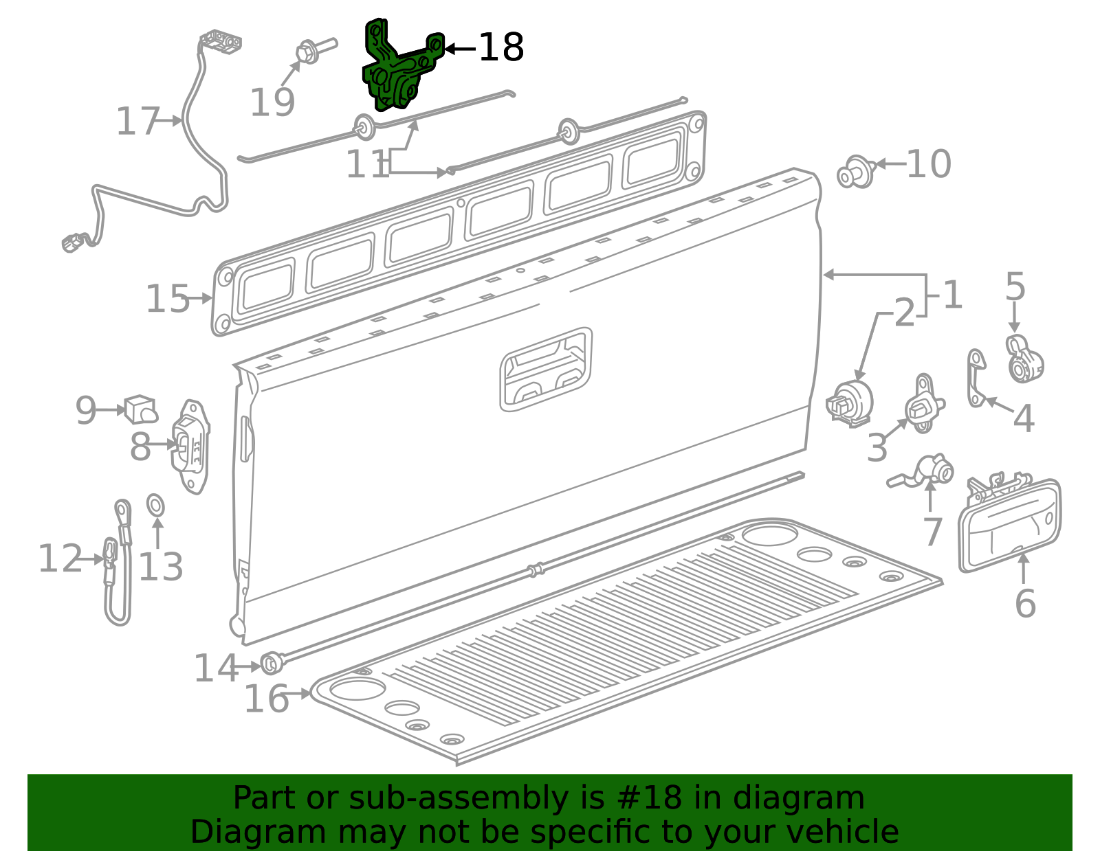 2016-2019 GM Tailgate Lock Actuator 84374353 GM | GMPartsDirect.com