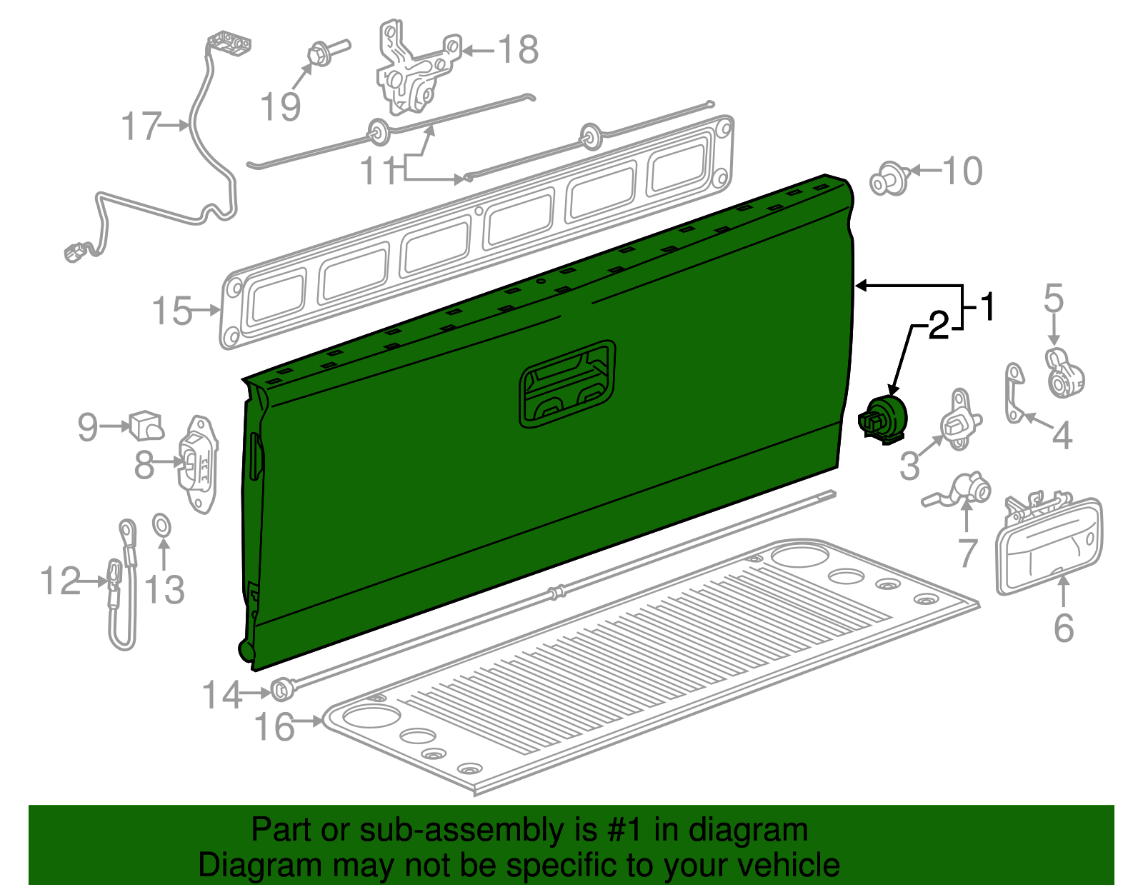 2014-2019 GM (Replaces 84264213) Unpainted End Gate 85685721 GM ...