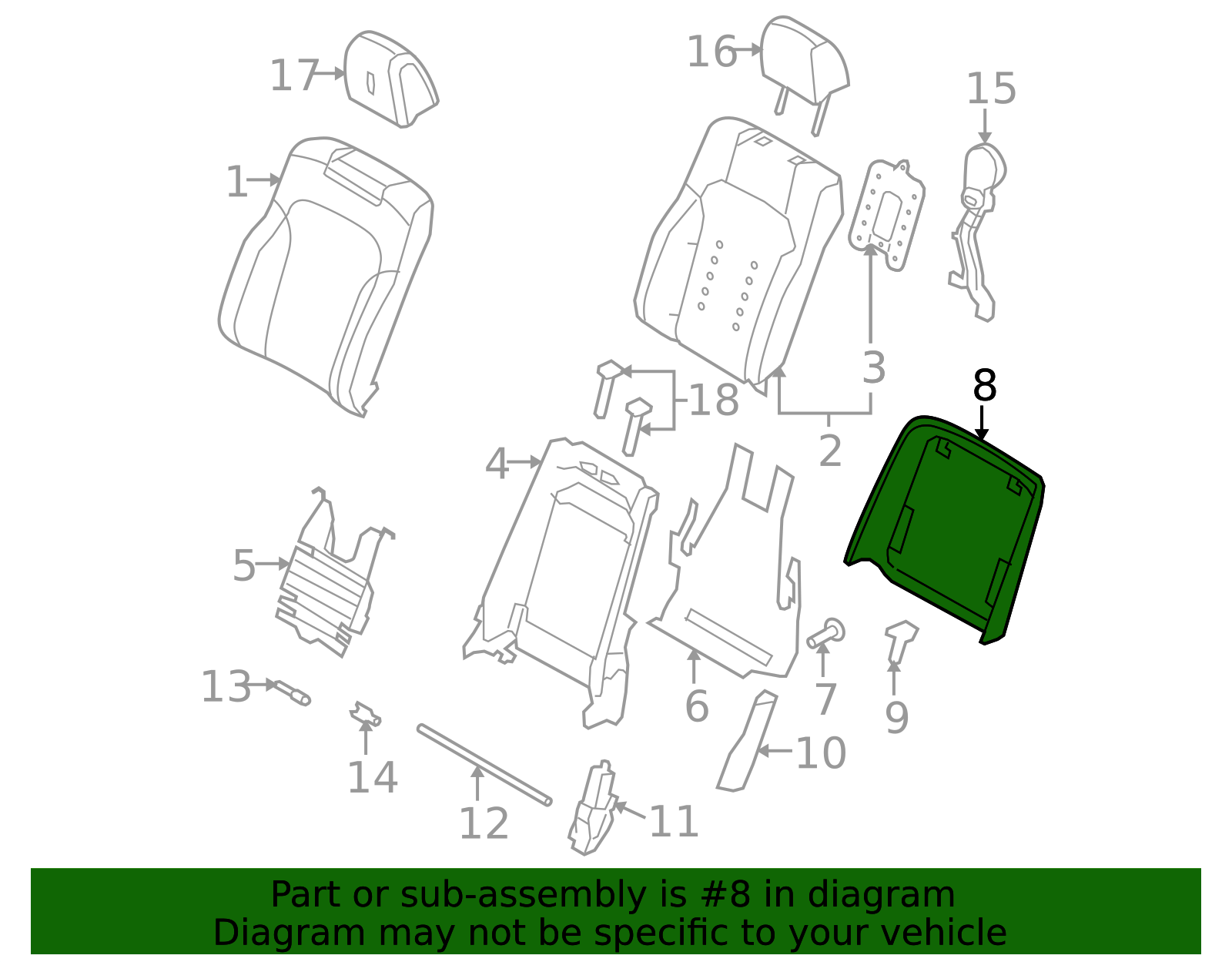 2013-2016 Lincoln MKS Seat Back Panel DA5Z-5460770-AA | Ford OEM Parts ...