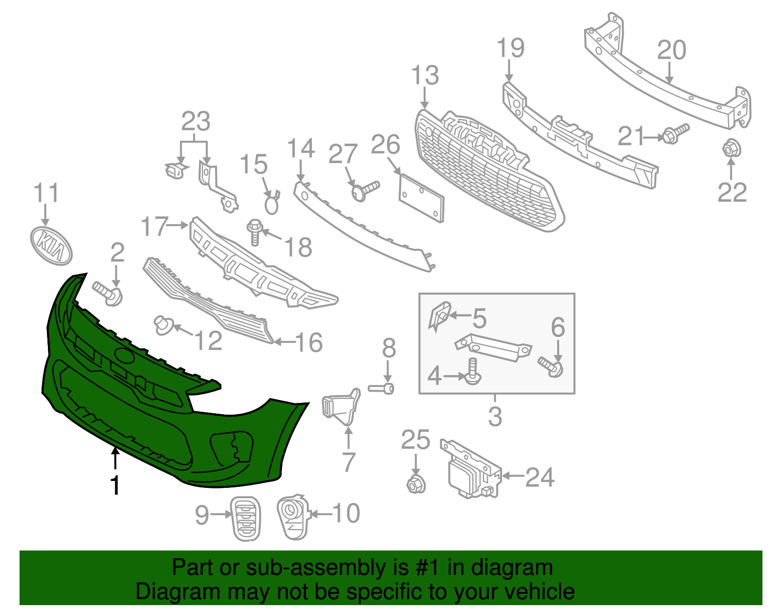 86511-H9000 - Bumper Cover 2018-2020 Kia Rio | Kia.Parts Store