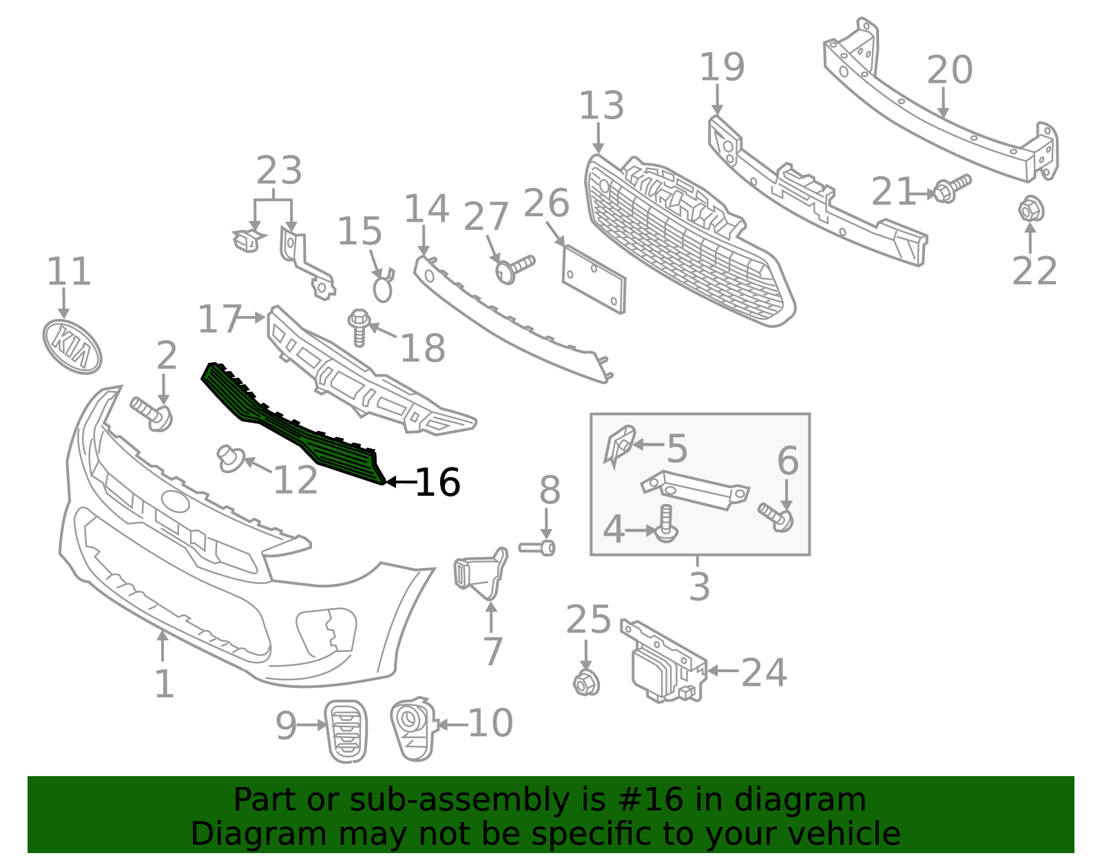 86350-H9010 - Upper Grille 2018-2020 Kia Rio | Kia.Parts Store