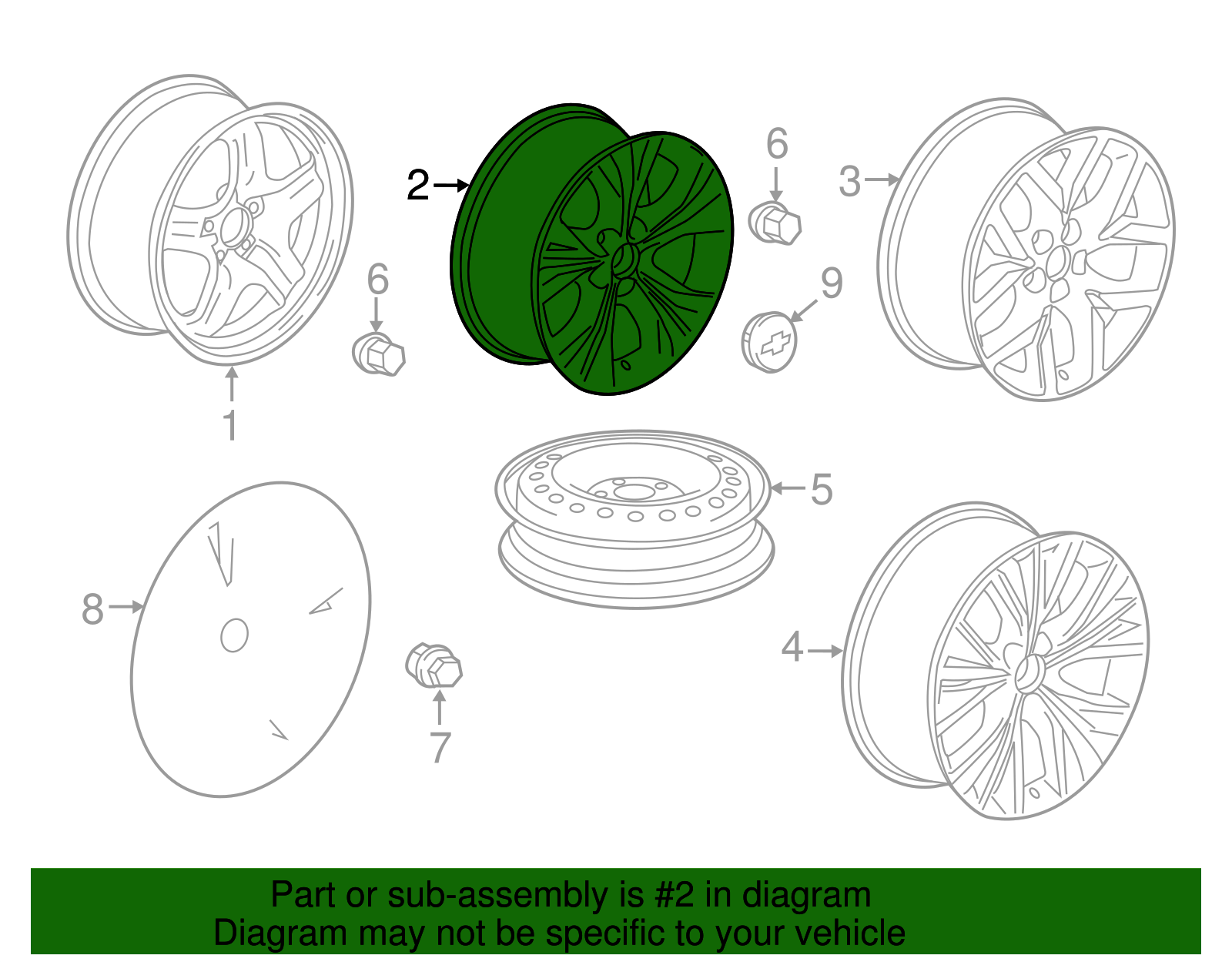 23105066 - 2014-2015 Chevrolet Impala - 18x8-Inch Aluminum 5-Spoke ...