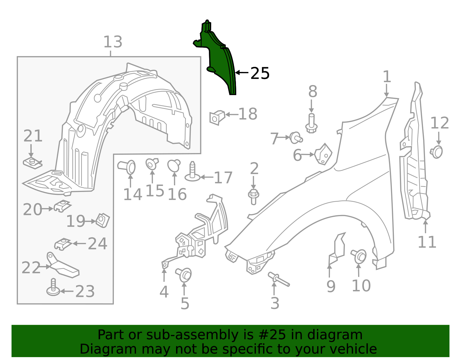 74285-TBA-A00 - 2016-2021 Honda Civic - Pad R Front Fender Partition ...