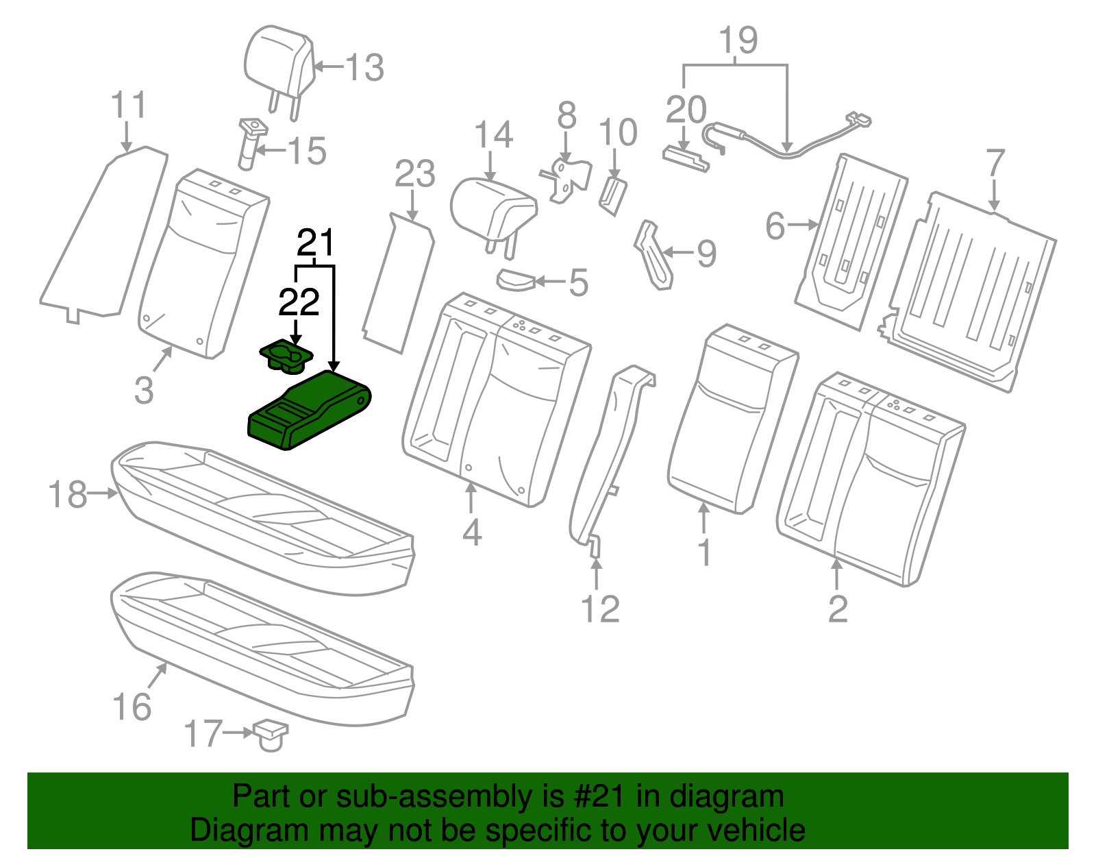 82180-TR3-L41ZB - Armrest Assembly Rear Seat Center*NH686L* (Warm Gray ...