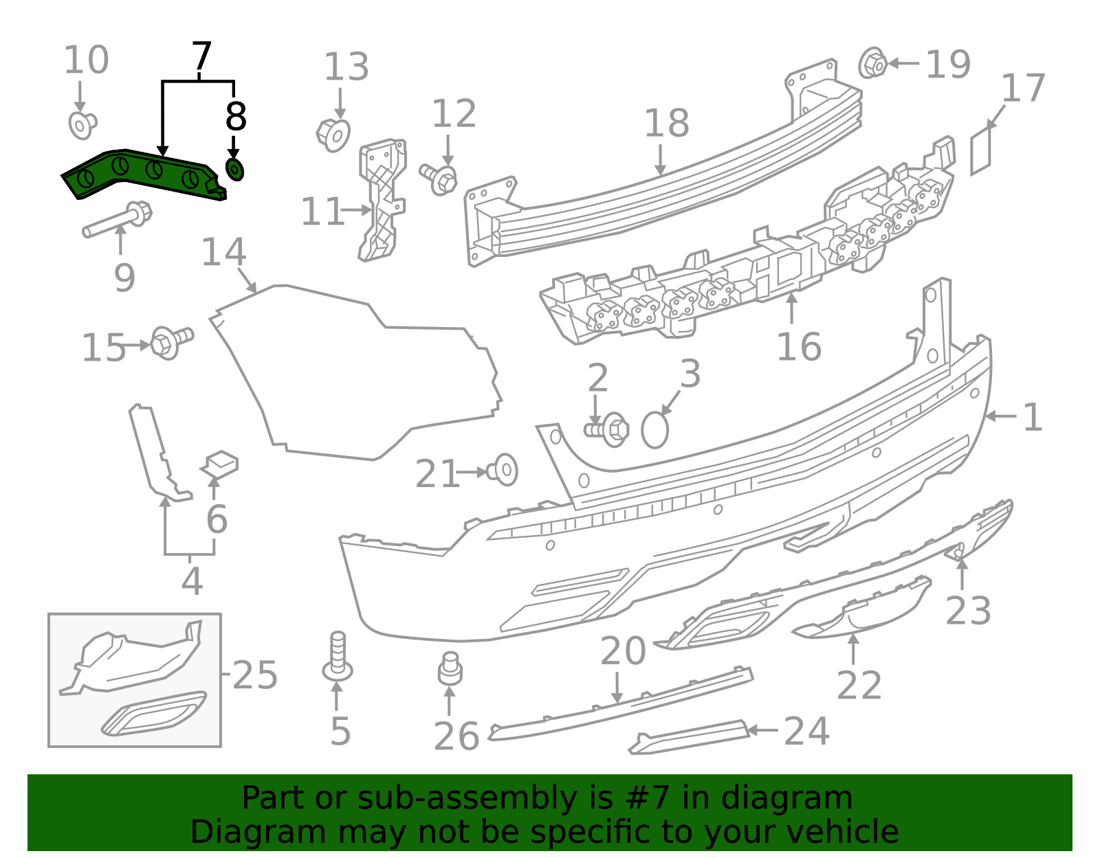2017-2025 Cadillac XT5 Rear Driver Side Bumper Fascia Guide 84169339 ...